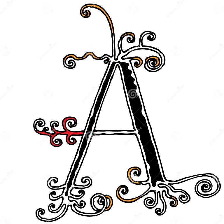 Decorative Capital Letter a Stock Vector - Illustration of black ...