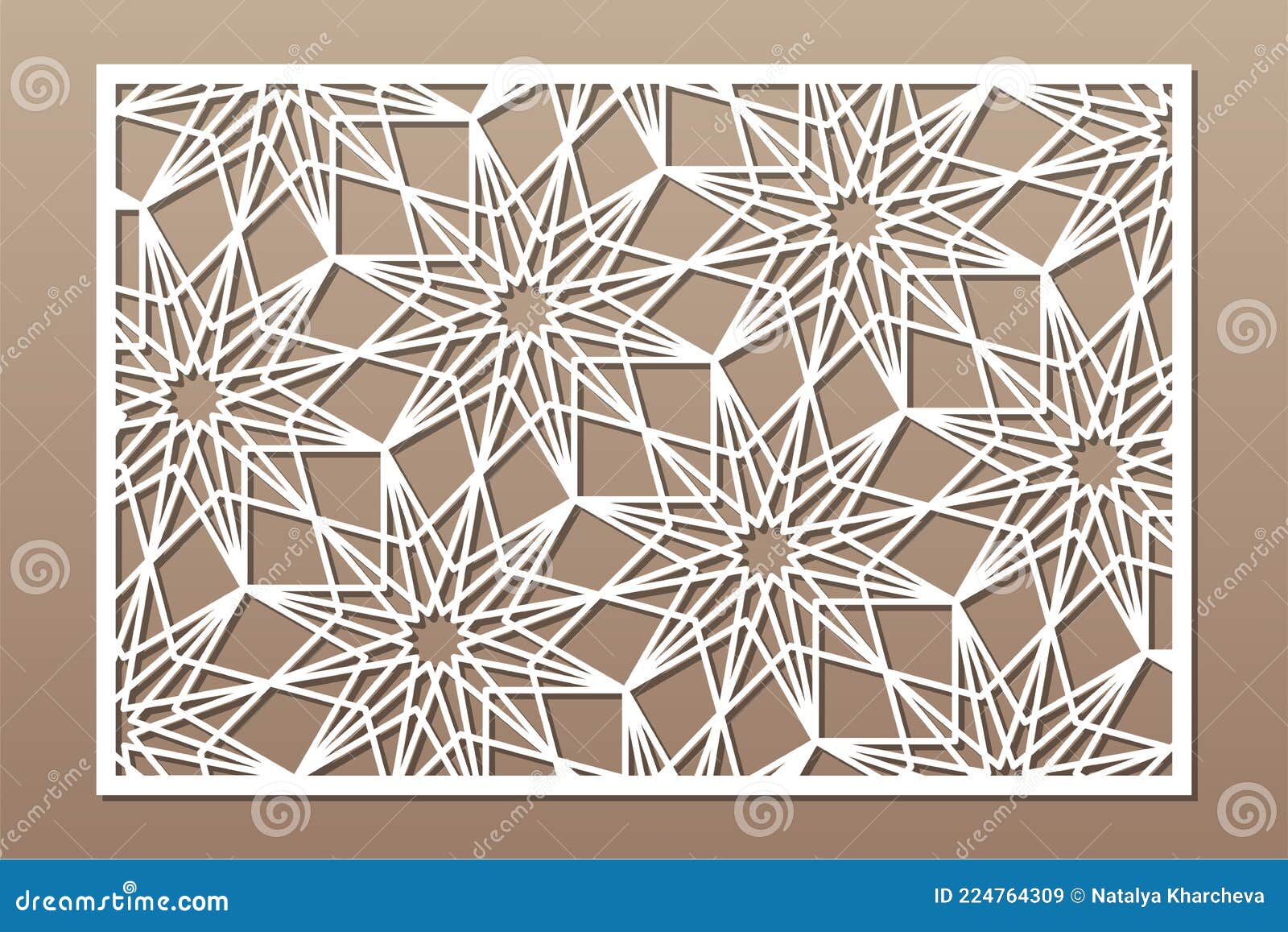 Decorative Card for Cutting. Geometric Linear Flower Pattern. Laser Cut ...