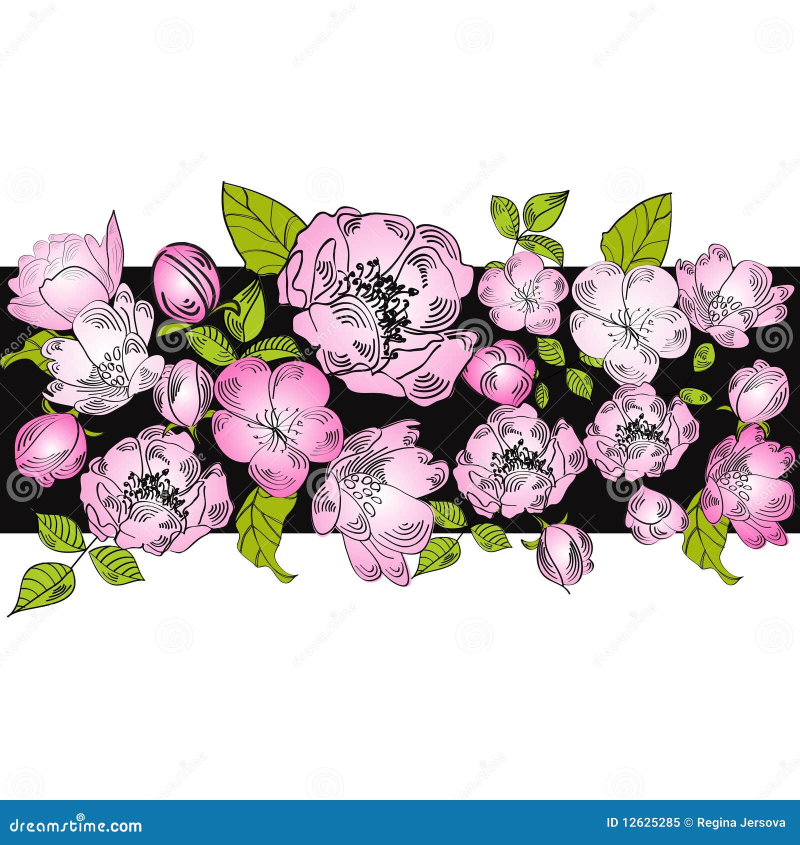 Decorative Card with Floral Border Stock Vector - Illustration of ...