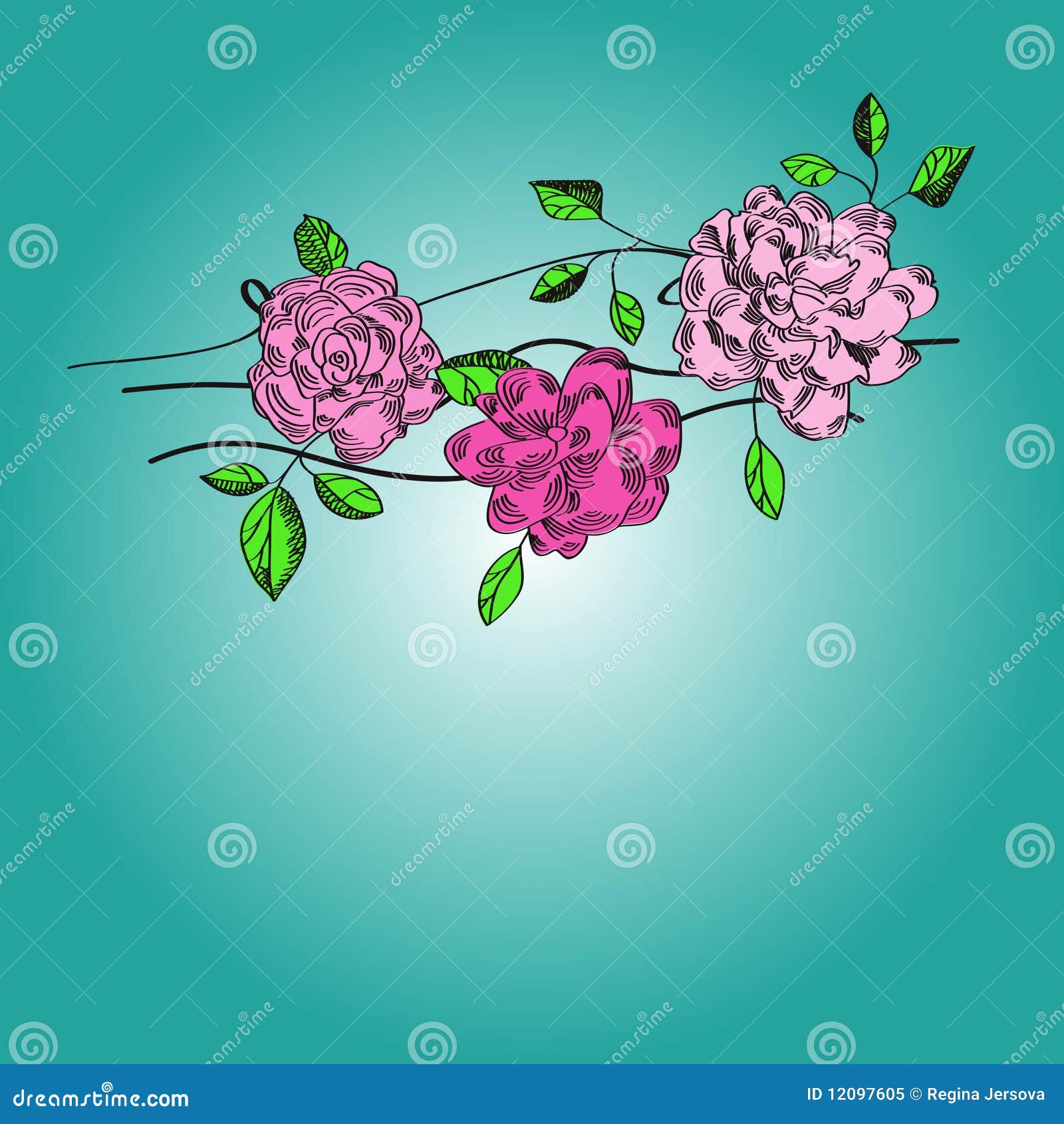 Decorative Card with Pink Flowers Stock Vector - Illustration of rose ...