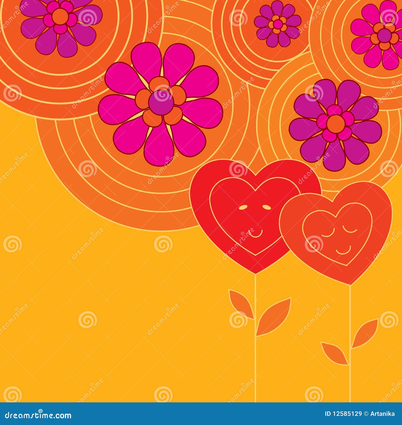 Decorative Card with Two Hearts Stock Vector - Illustration of love ...
