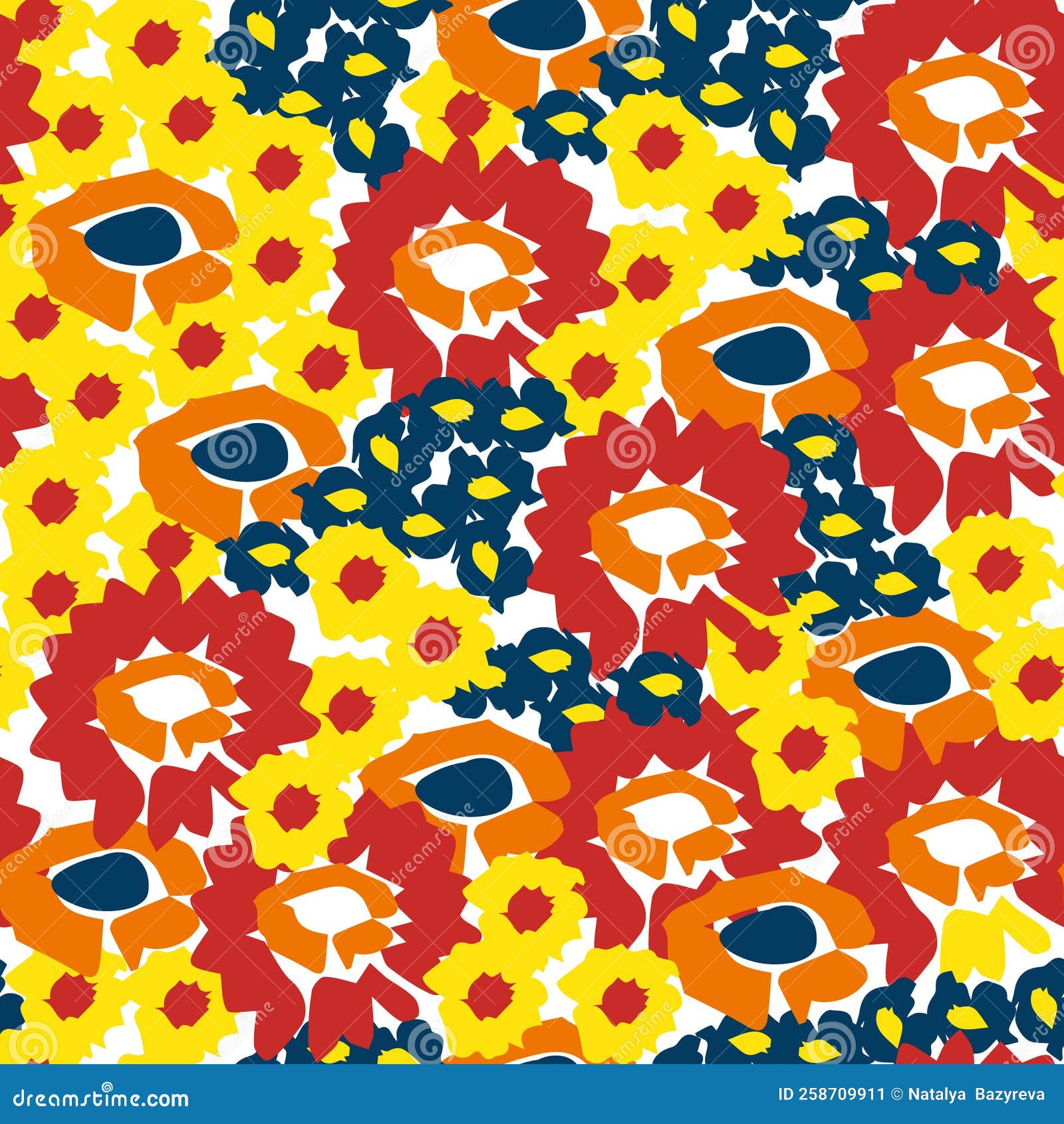 Decorative Cartoon Background with Cute Colorful Flowers Stock ...