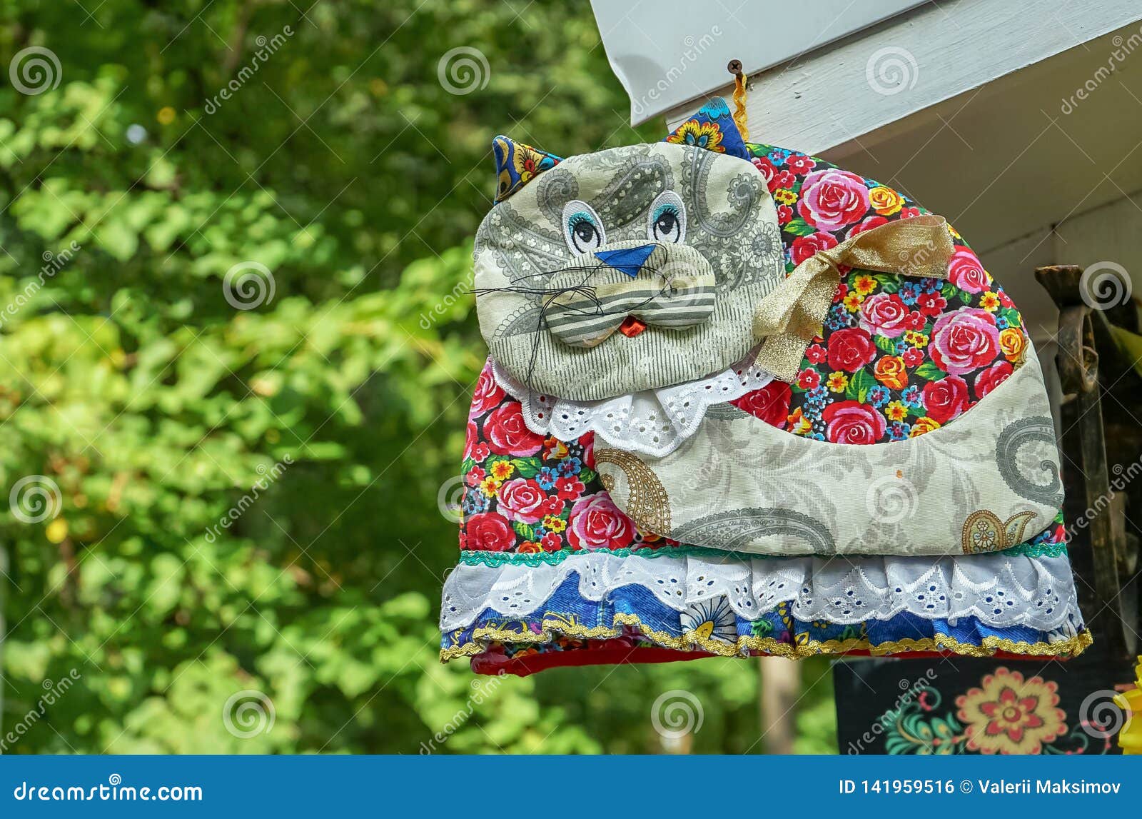 Decorative Cat Sewn from Different Pieces of Fabric Stock Photo - Image ...