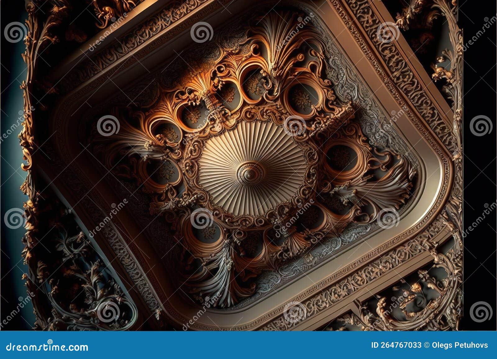 A Decorative Ceiling with a Circular Design on it S Side and a Circular ...