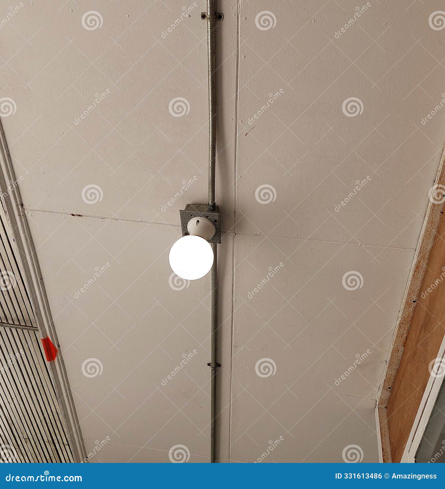 A Decorative Ceiling Light Bulb with Wiring Stock Photo - Image of ...