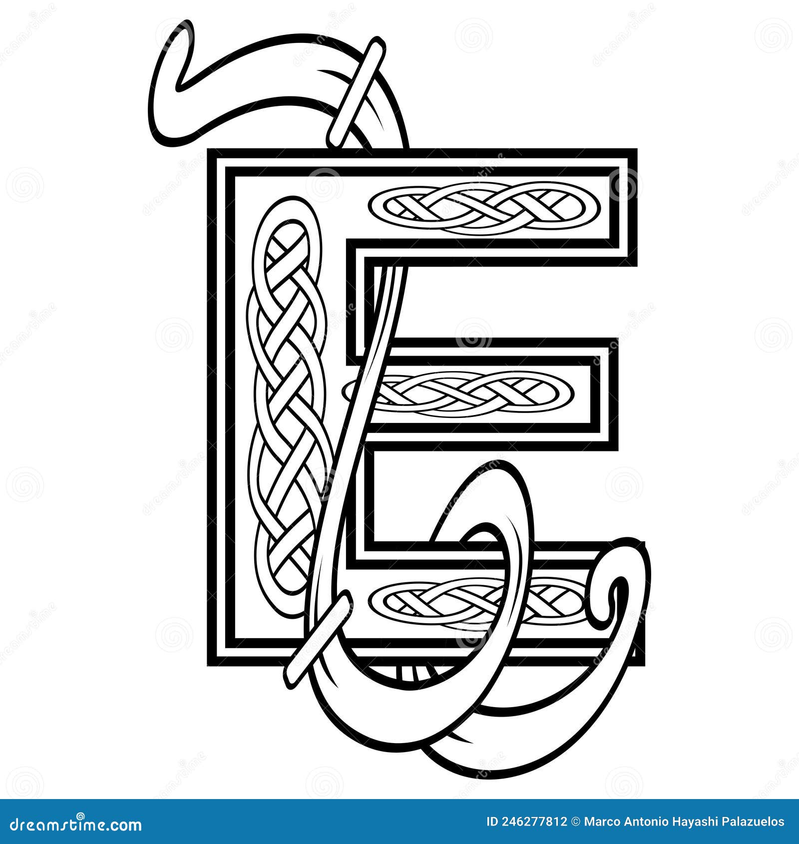 Decorative Celtic Letter E Illustration Stock Vector - Illustration of ...