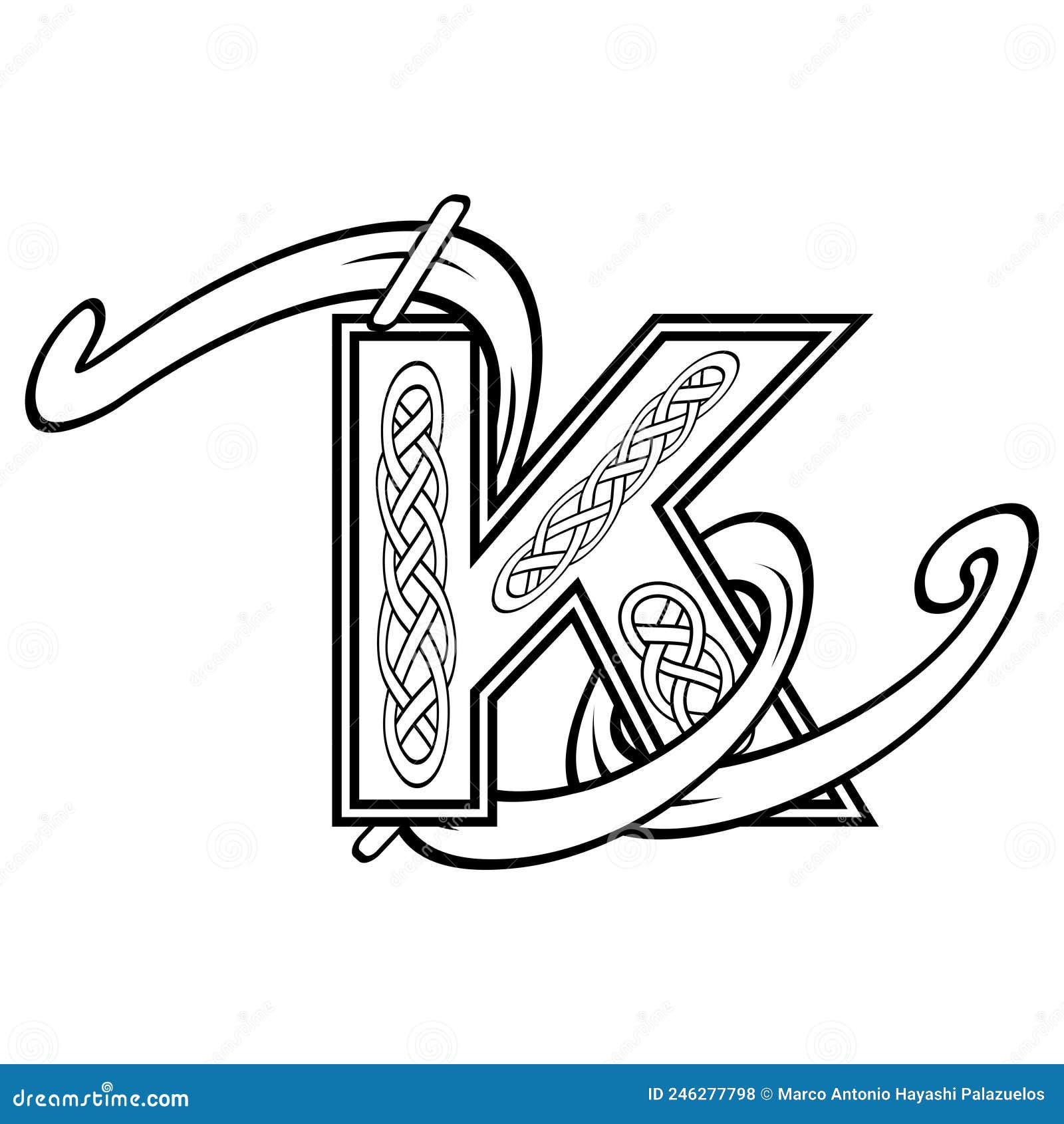 Decorative Celtic Letter K Illustration Stock Vector - Illustration of ...
