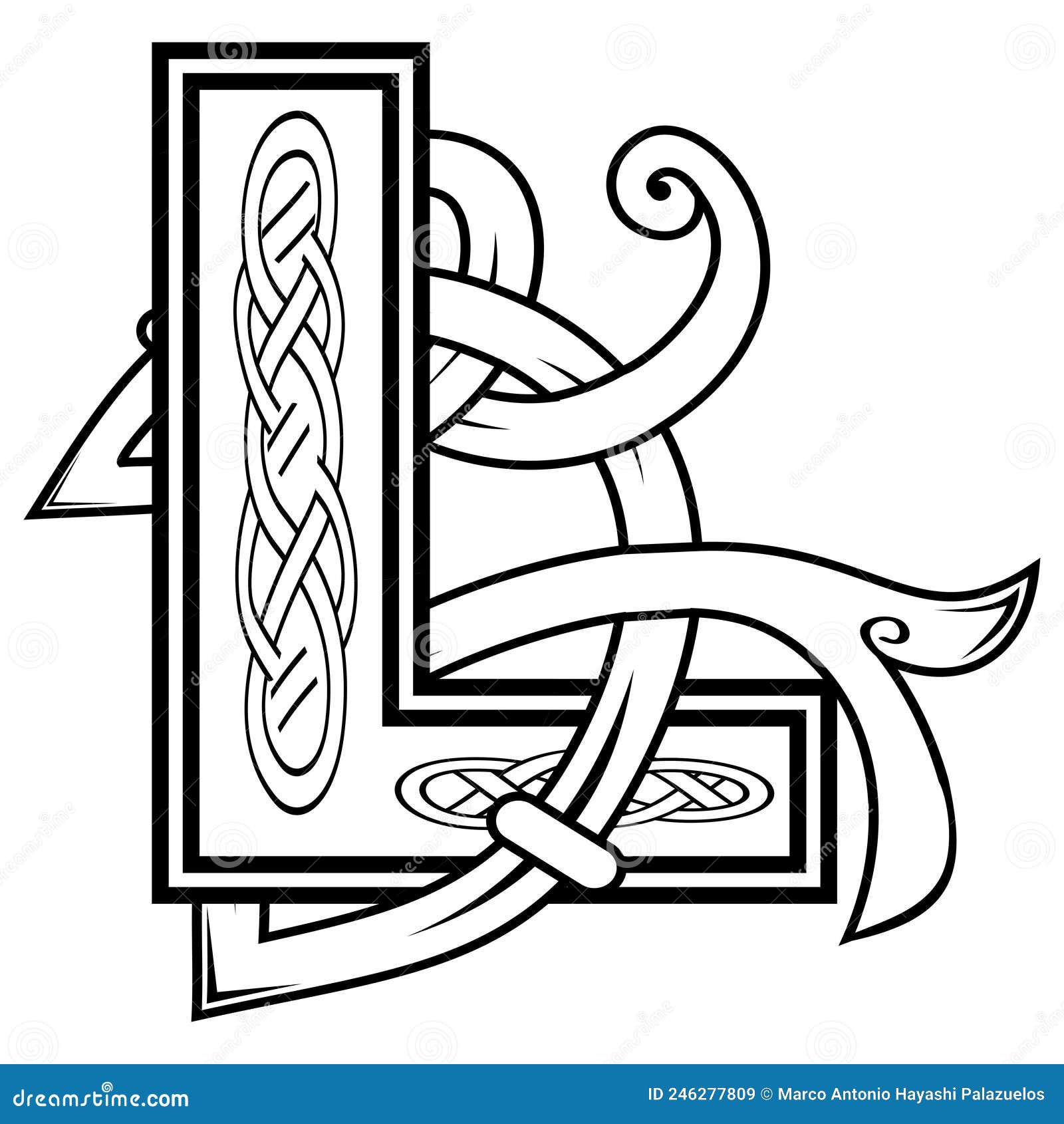 Decorative Celtic Letter L Illustration Stock Vector - Illustration of ...