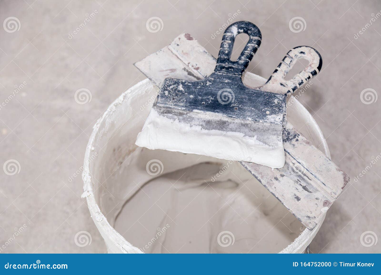Decorative Cement Plaster and Trowel in Construction Bucket Ready for ...