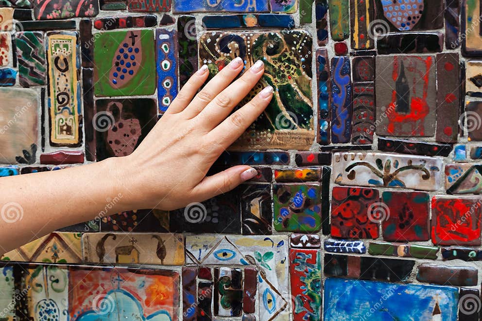 Decorative Ceramic Faience Tiles on Wall Stock Image - Image of ...