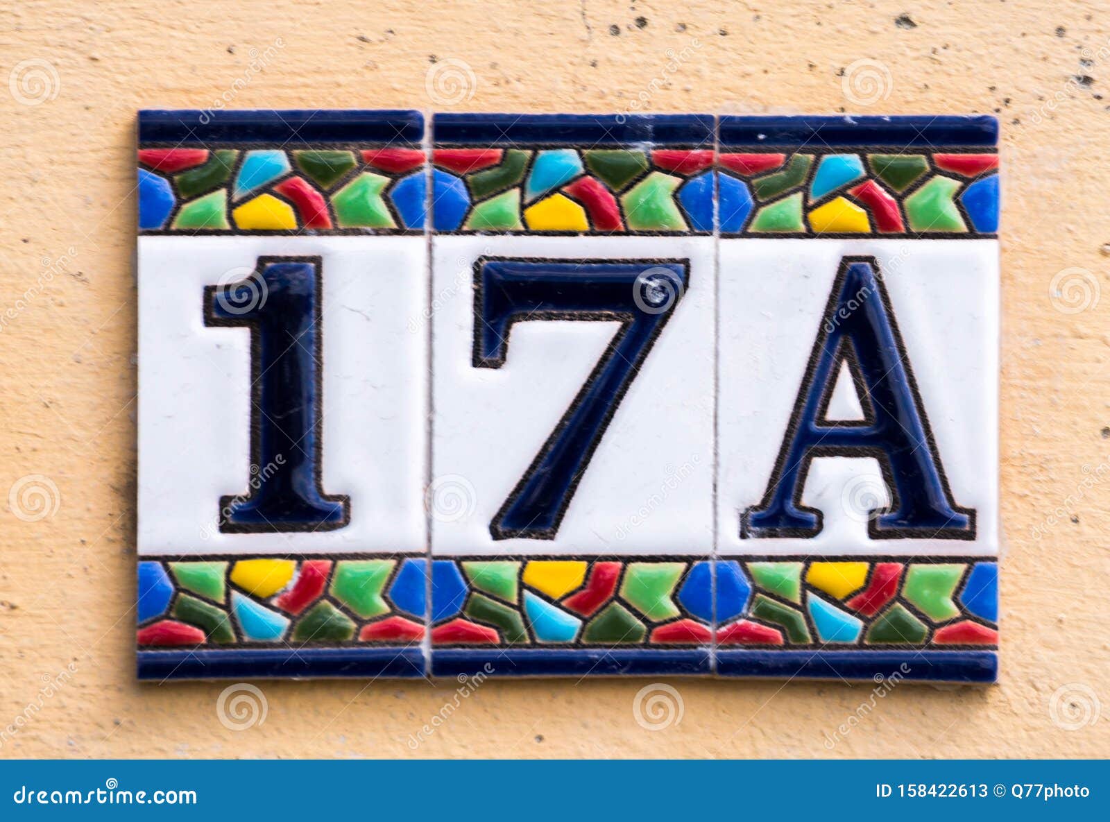 Decorative Ceramic House Number 17A Tile on the Wall, Characteristic ...