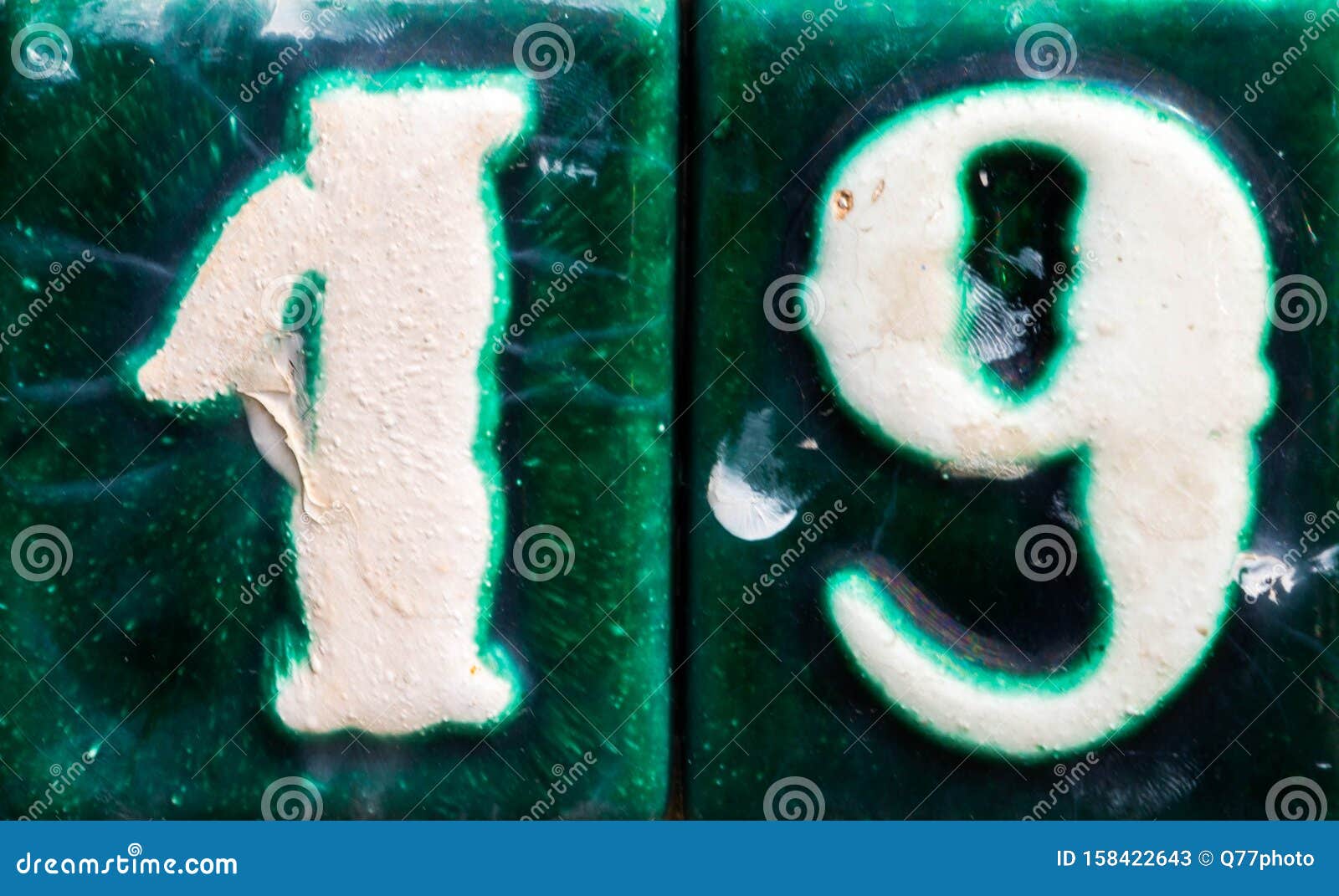 Decorative Ceramic House Number 19 Tile on the Wall, Characteristic ...