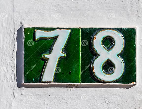 Decorative Ceramic House Number 78 Tile on the Wall, Characteristic ...