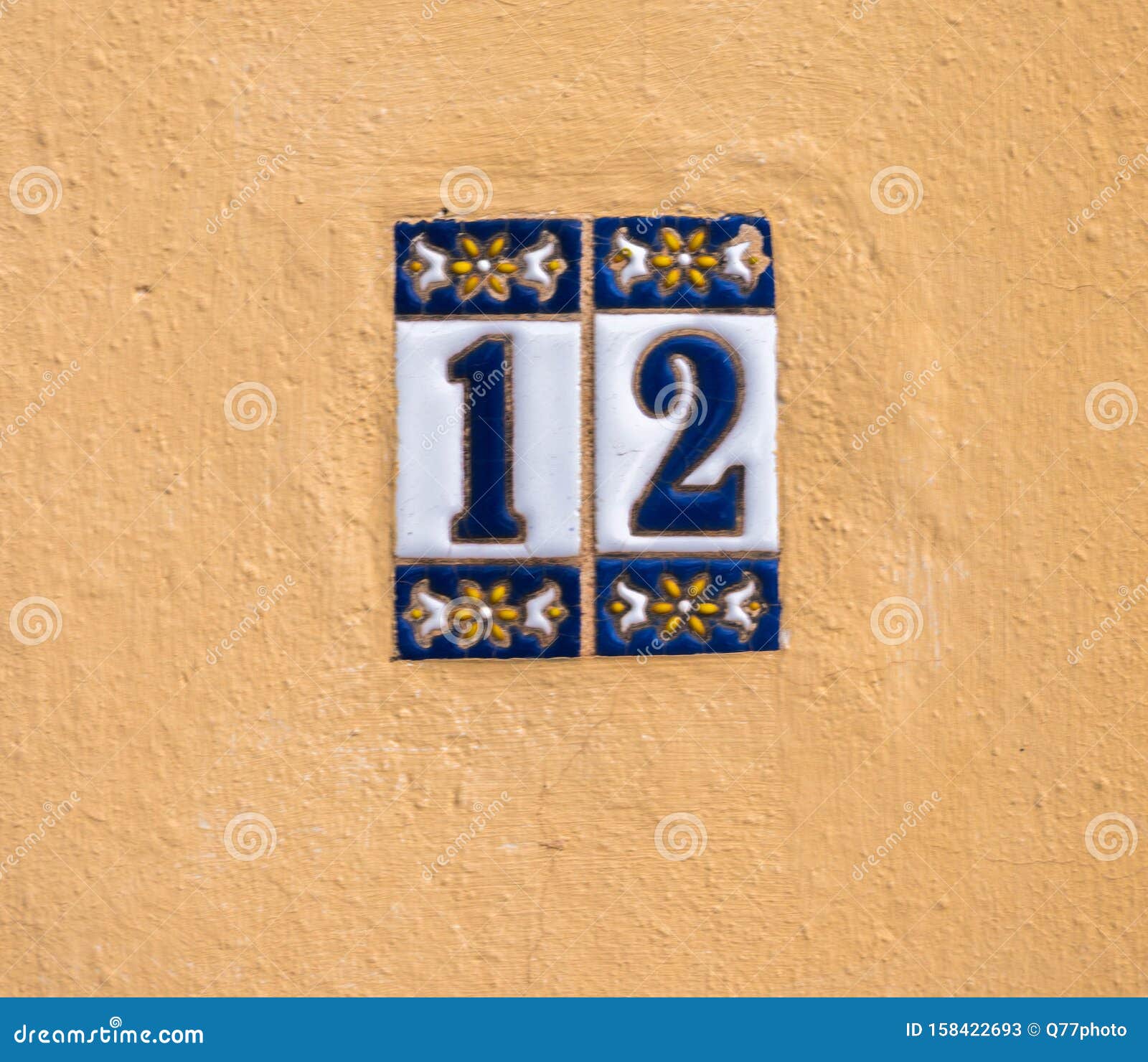 Decorative Ceramic House Number 12 Tile on the Wall, Characteristic ...