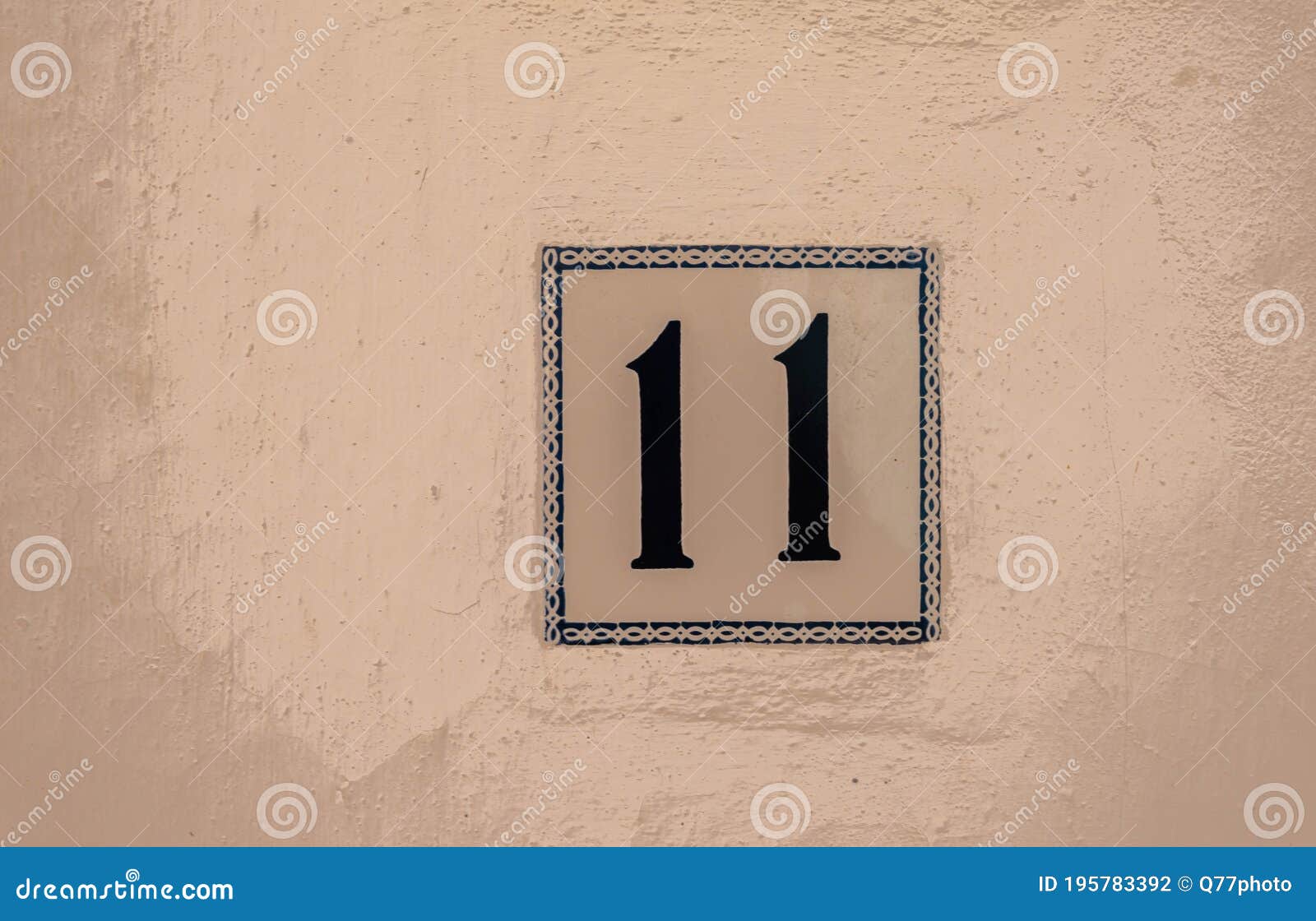 Decorative Ceramic House Number 11 Tile on the Wall, Characteristic ...