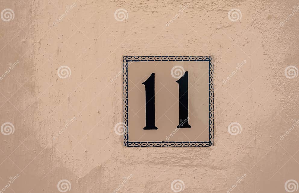 Decorative Ceramic House Number 11 Tile on the Wall, Characteristic ...
