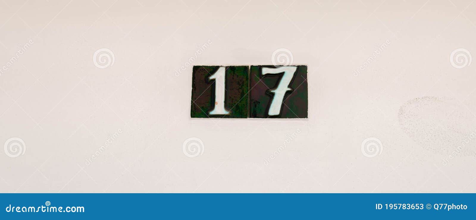 Decorative Ceramic House Number 17 Tile on the Wall, Characteristic ...