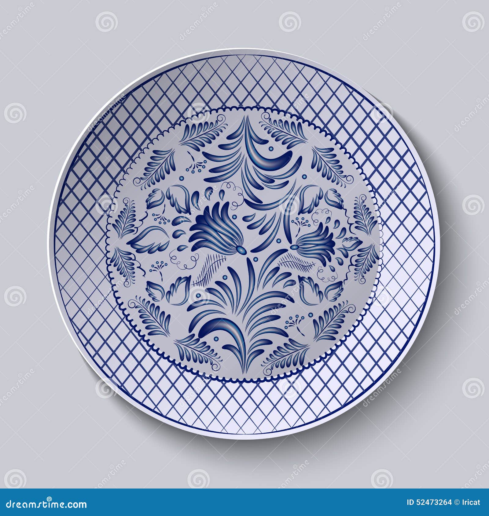 Decorative Ceramic Plate with a Painting. Floral Circular Pattern in ...