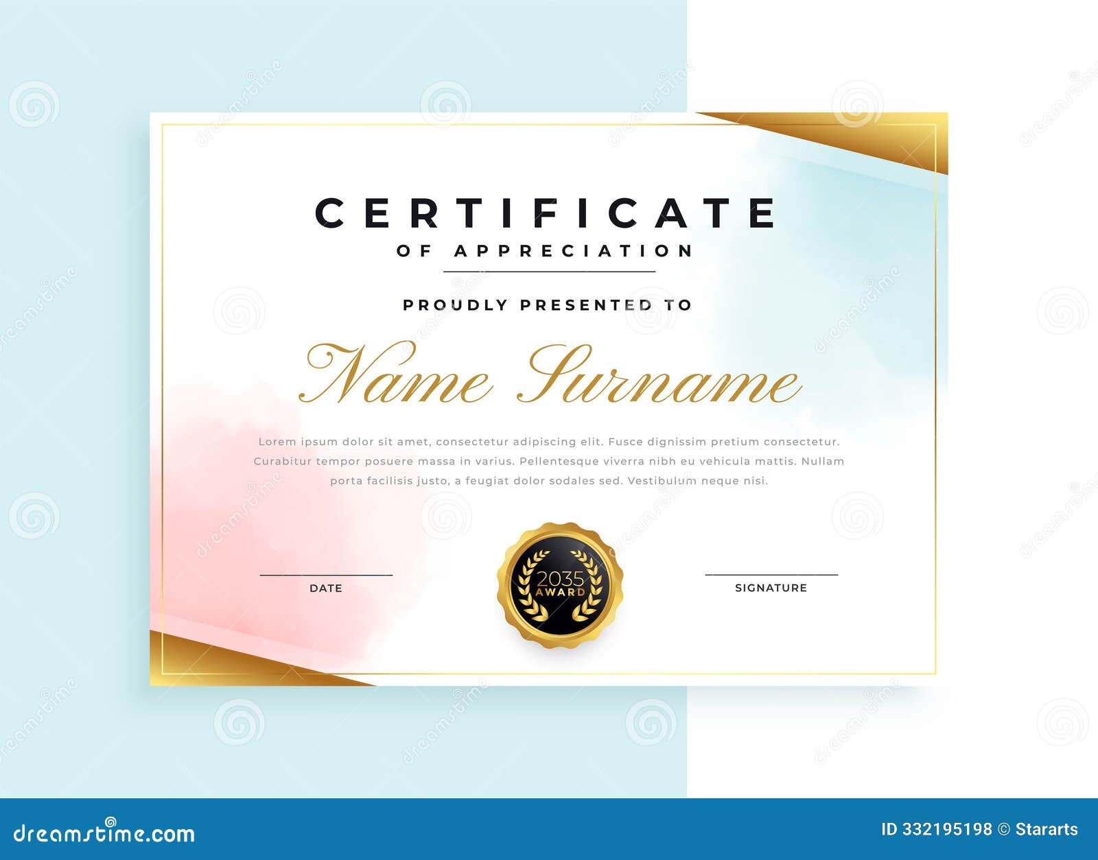 Decorative Certificate of Honor Template for Winner Recognition Stock ...