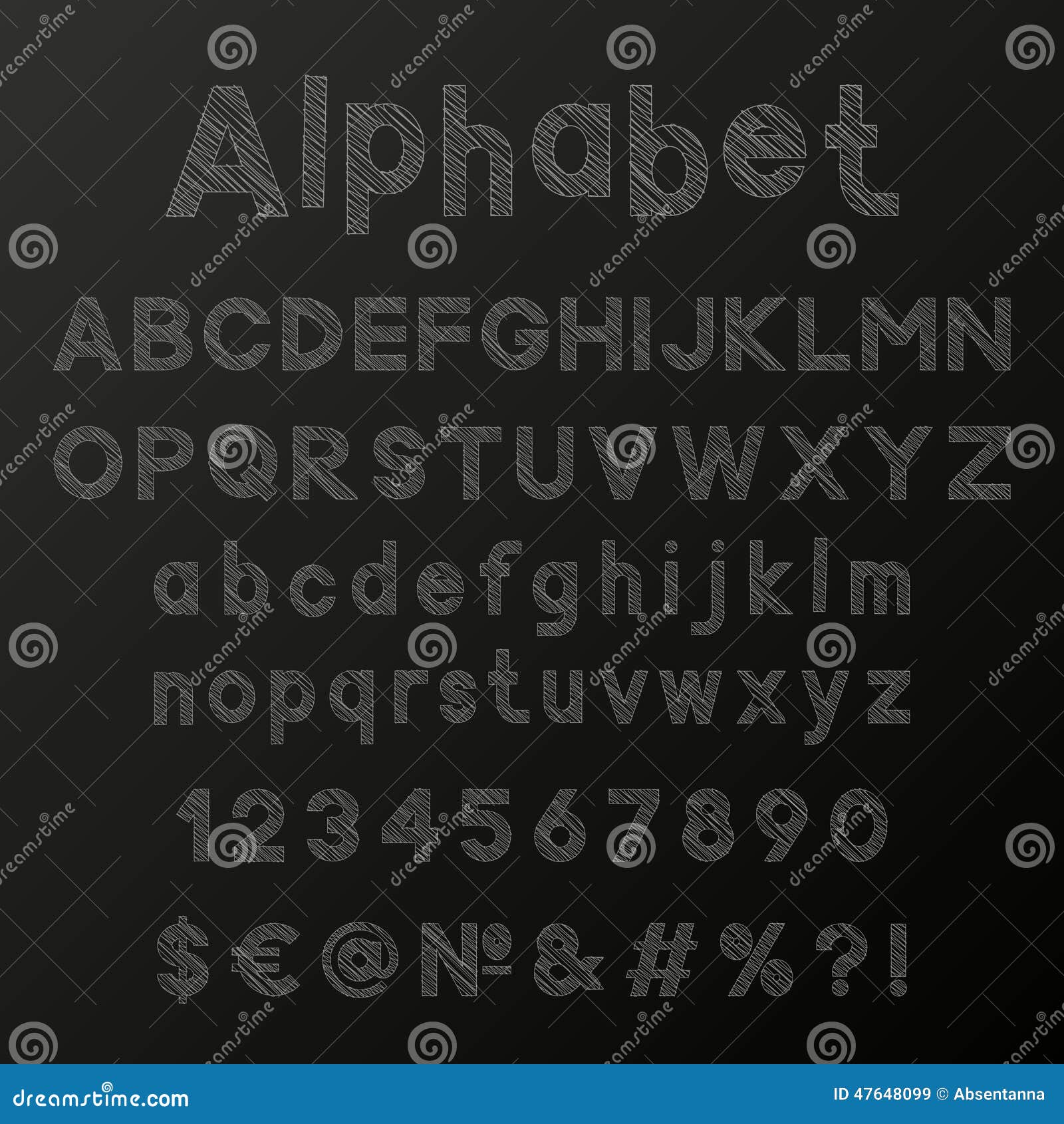 Decorative chalk alphabet stock vector. Illustration of font - 47648099