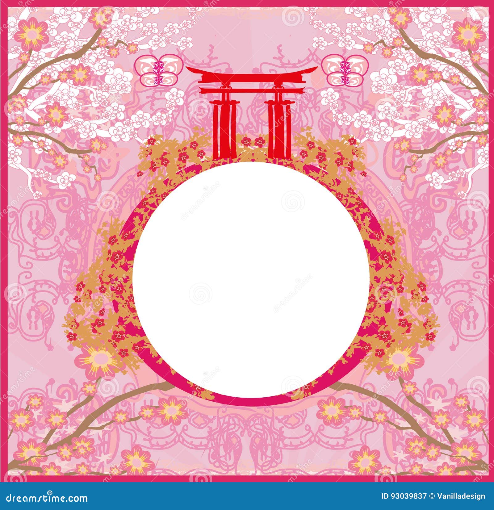 Decorative Chinese frame stock vector. Illustration of blossom - 93039837