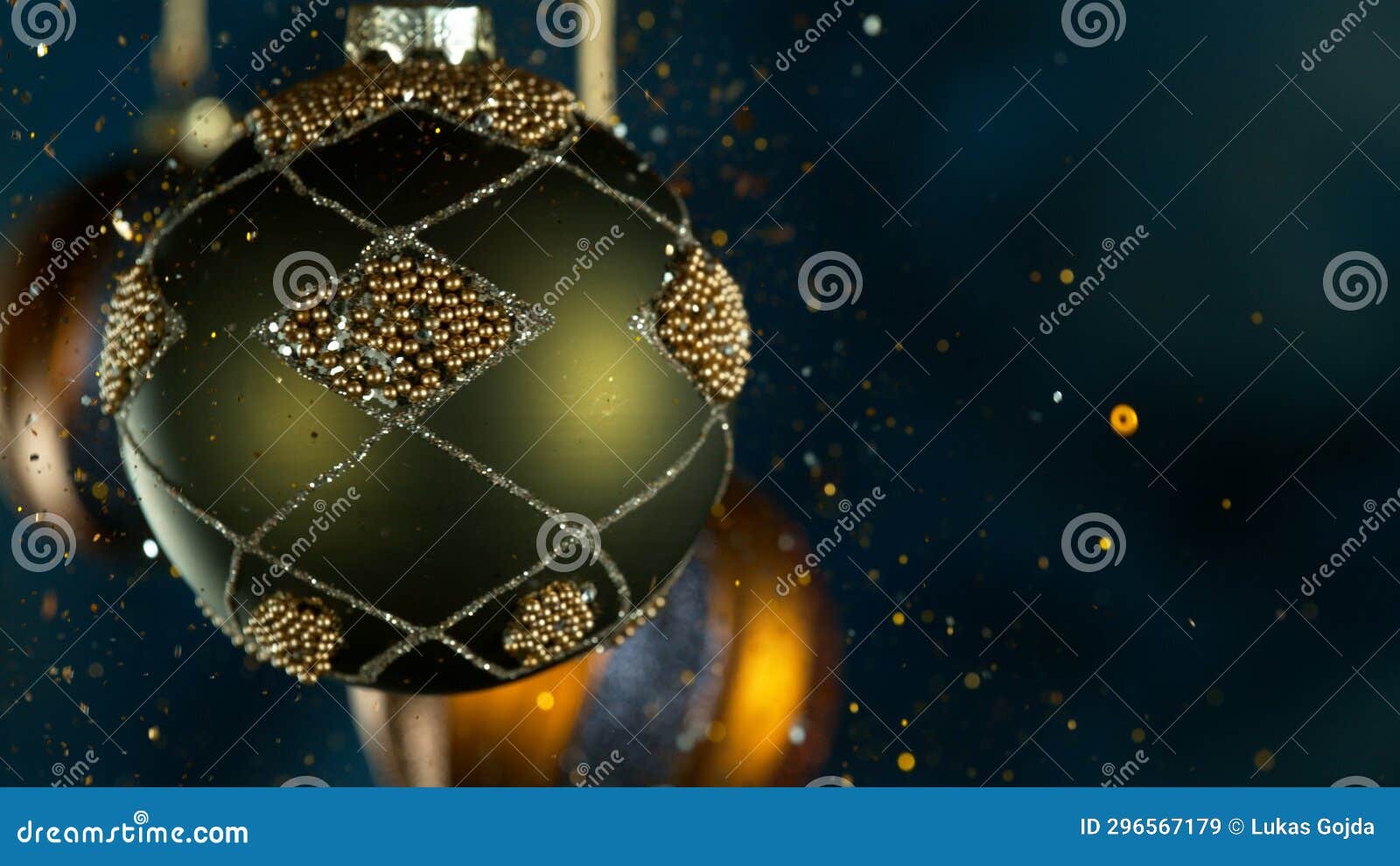 Decorative Christmas Balls with Bokeh Lights Stock Image - Image of ...