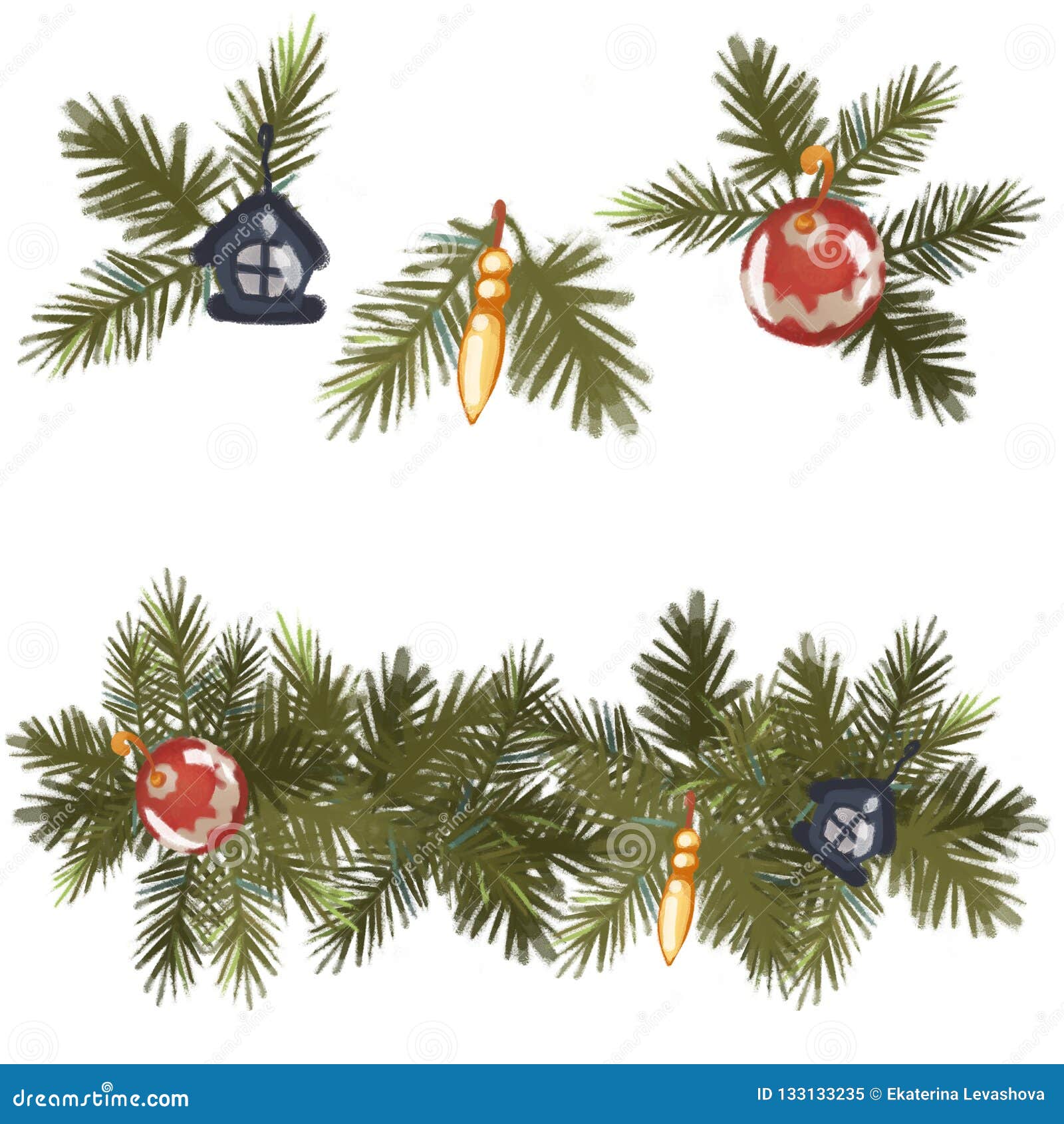 Decorative Christmas Design Element. Christmas Tree with Decorations ...