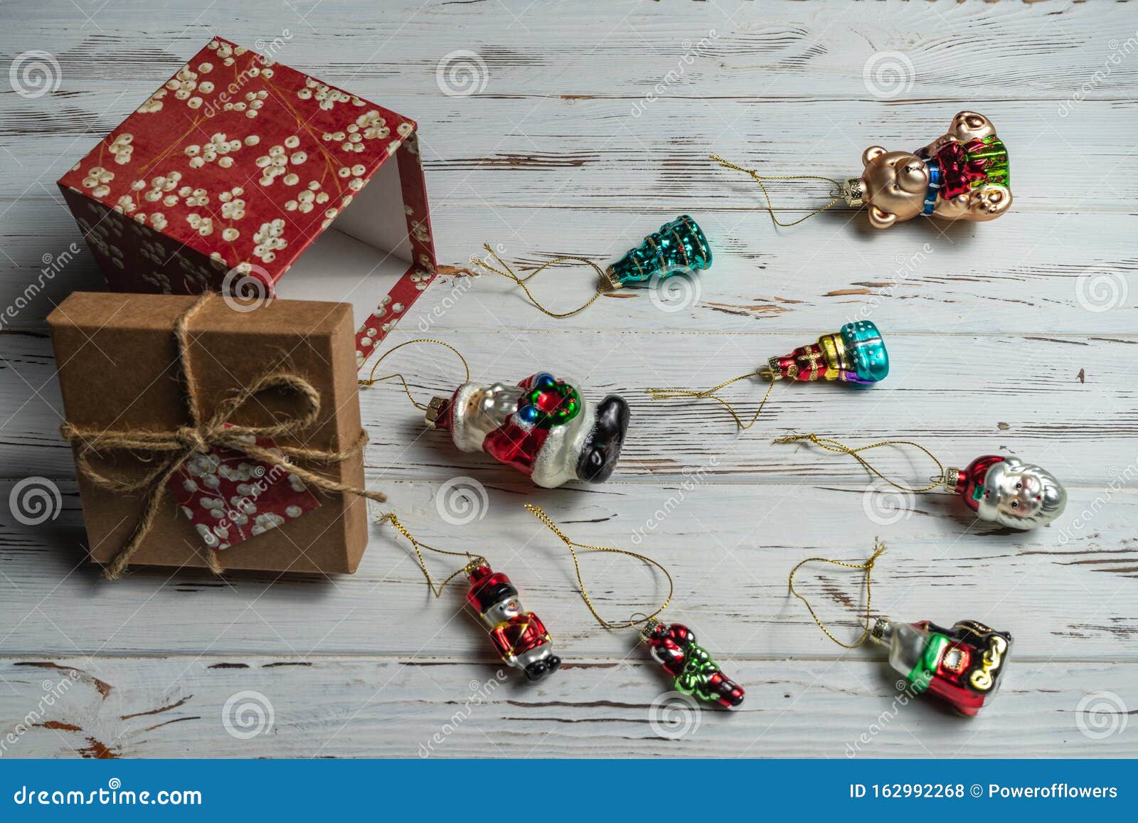 Decorative Christmas Gift Boxes with Christmas Tree Ornaments Stock ...