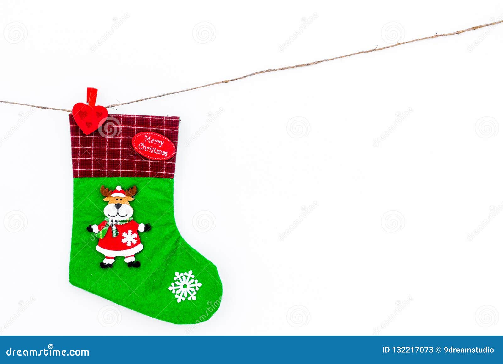 Decorative Christmas Socks. Empty Socks for Gift Hanging Off a Thread ...