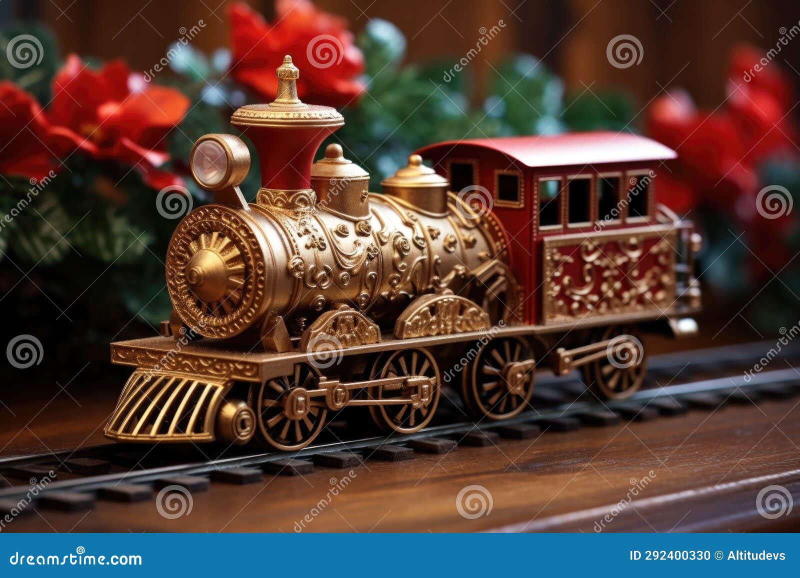 Decorative Christmas Train Ornament on Wooden Surface Stock Photo ...