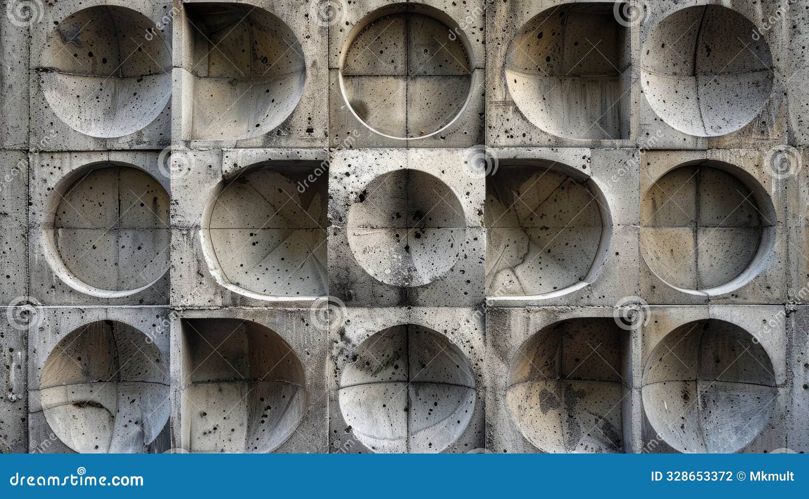 Decorative Cinder Block Wall with Circular Patterns in Urban Setting ...