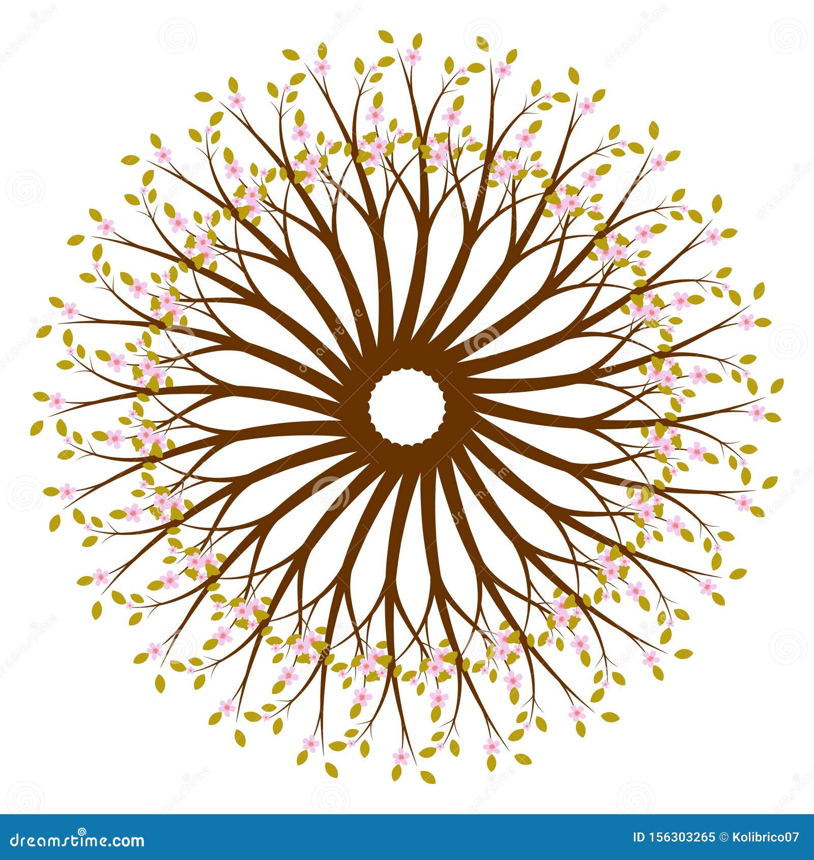Decorative Circle with Blossoming Tree Branches Stock Vector ...