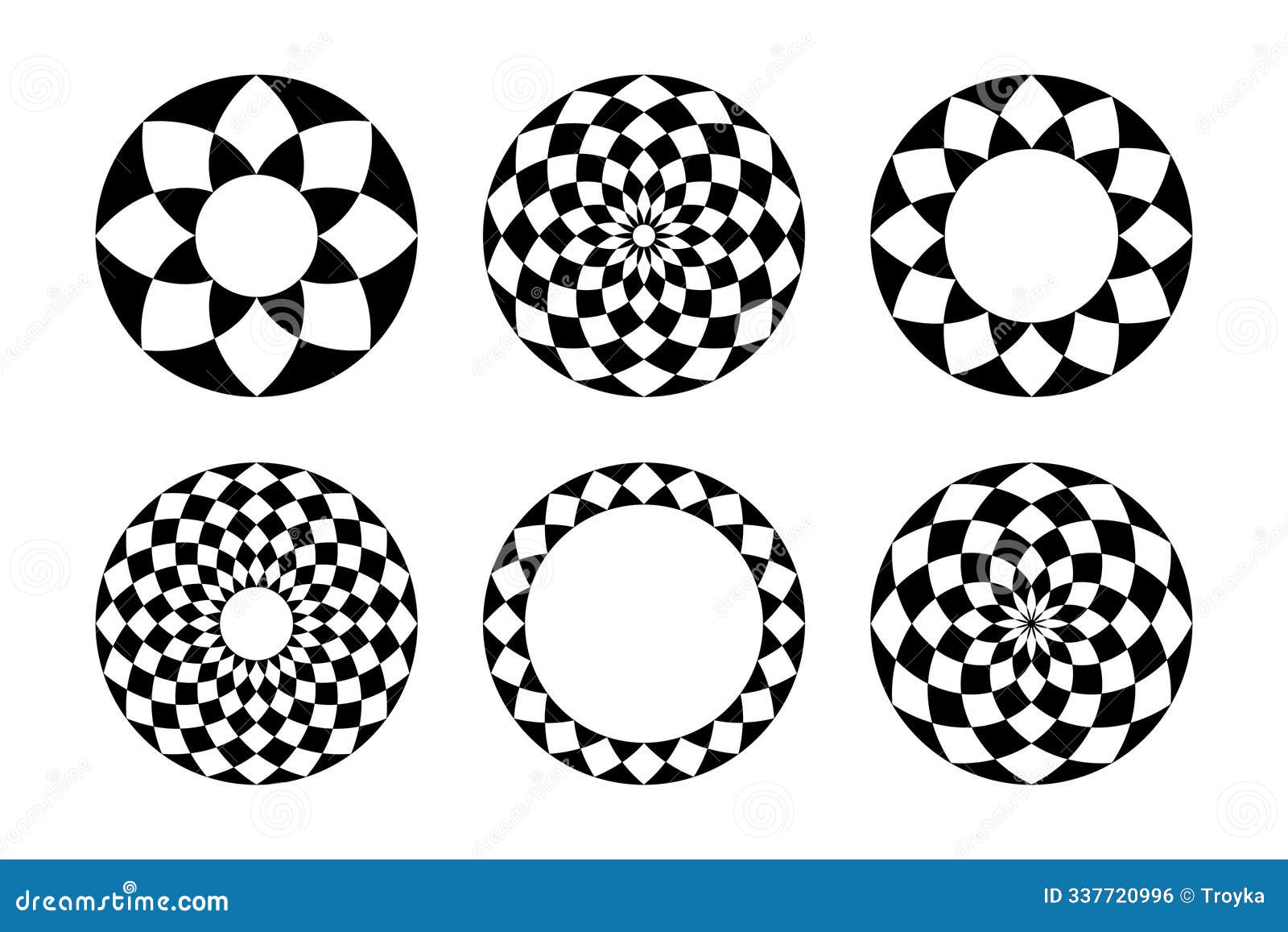 Decorative Circle Design Elements Set. Radial Geometric Patterns Stock Illustration ...