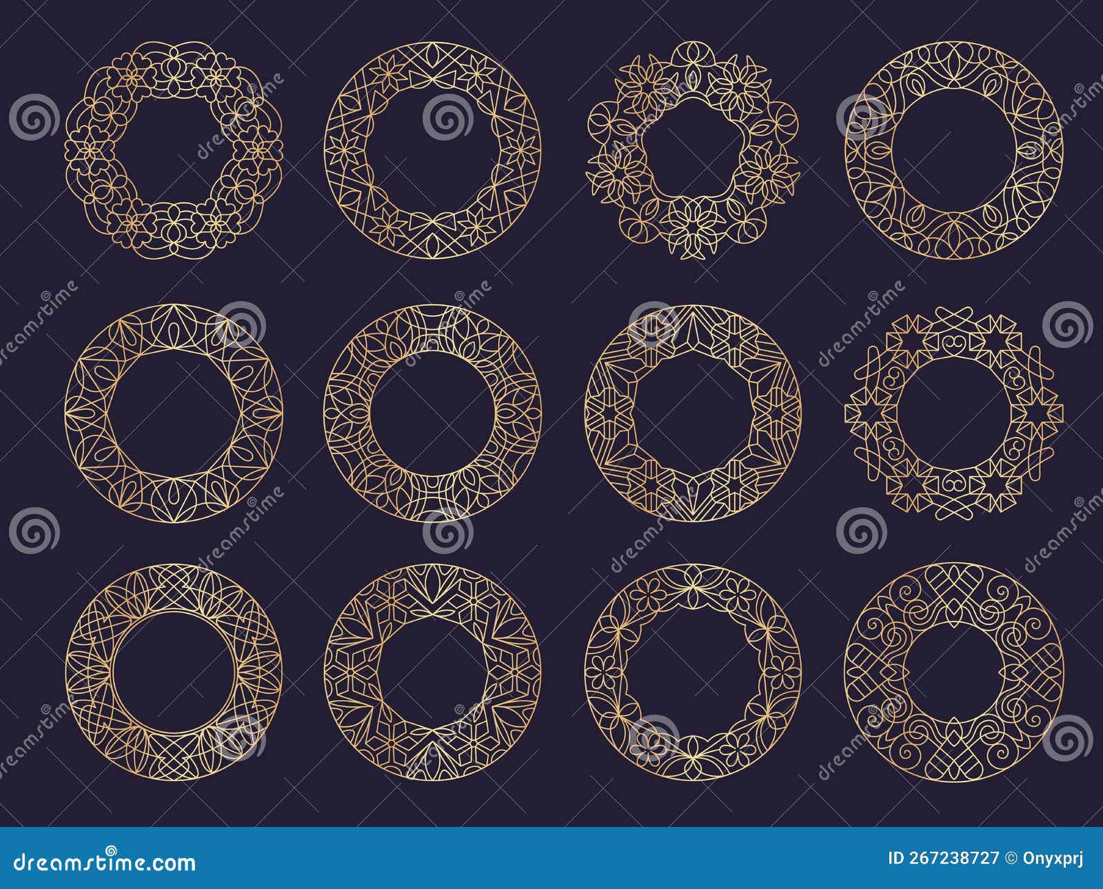 Decorative Circle Frames. Royal Design Empty Forms with Ornate ...