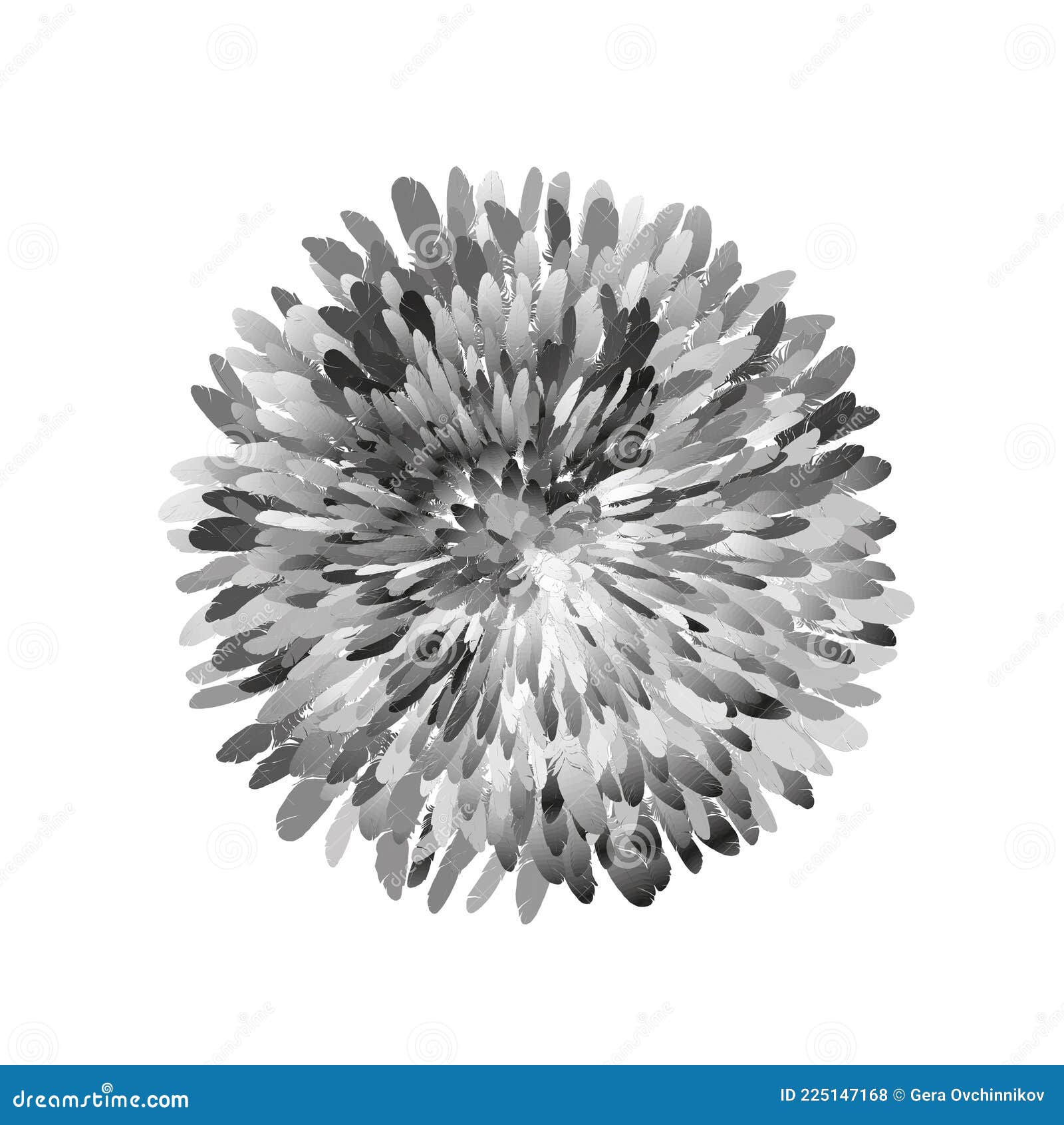 Decorative Circle Made of Feathers Isolated on White Background. 3D ...
