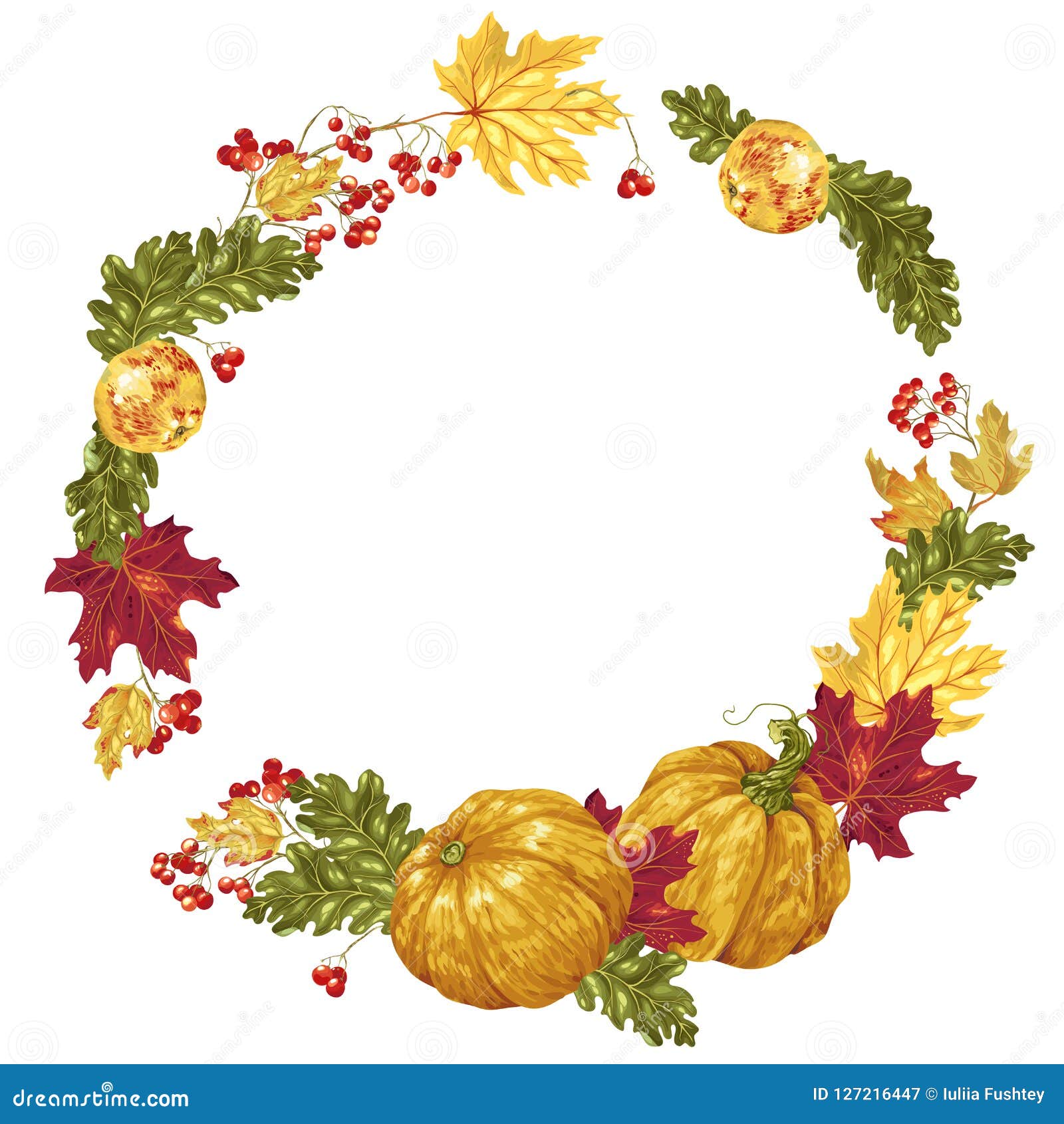 Decorative Circle Wreath Frame Elements in Vector with Autumn Th Stock ...