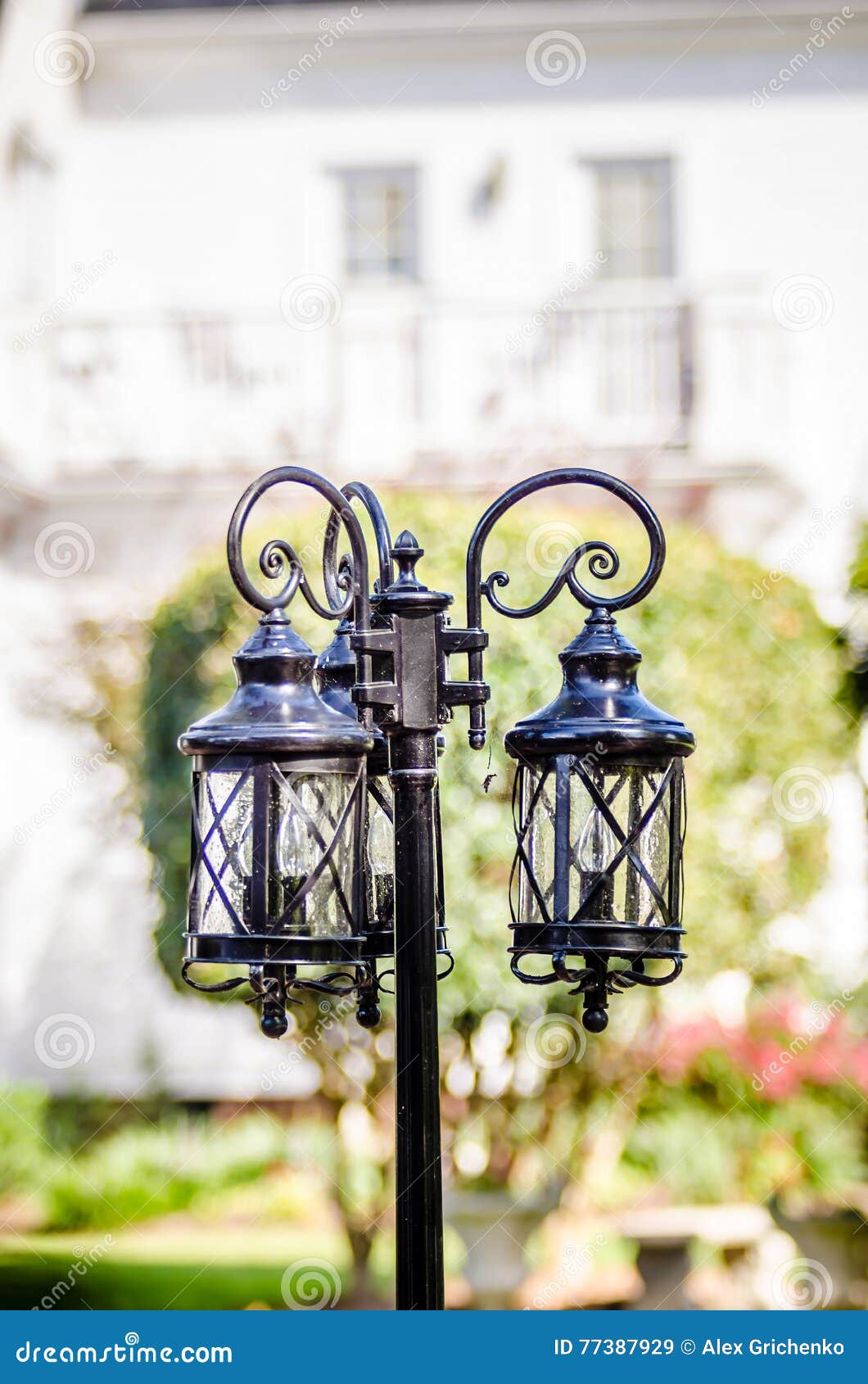 Decorative Classic Lamp Post in Garden Stock Image - Image of lantern ...
