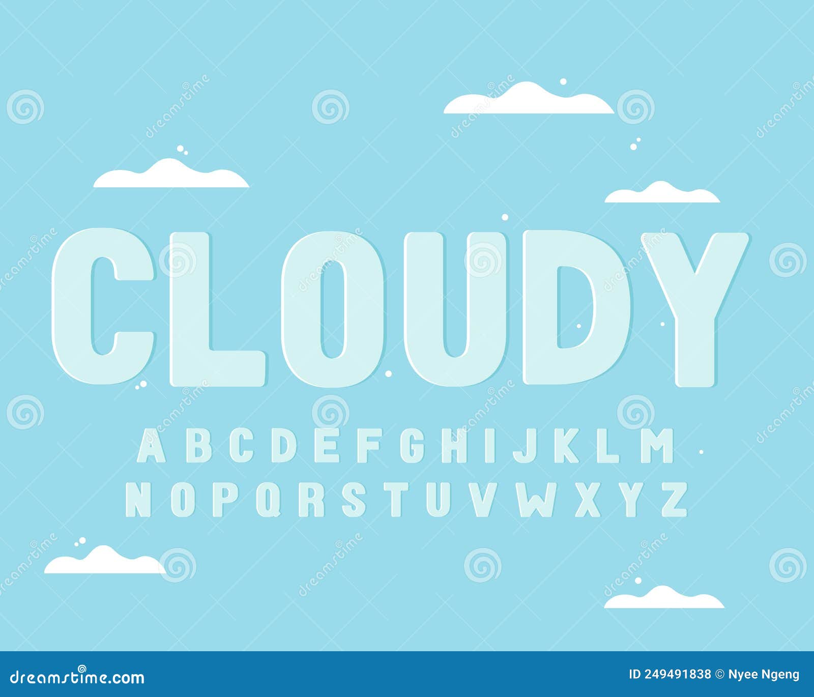 Decorative Cloudy Font and Alphabet Stock Vector - Illustration of ...