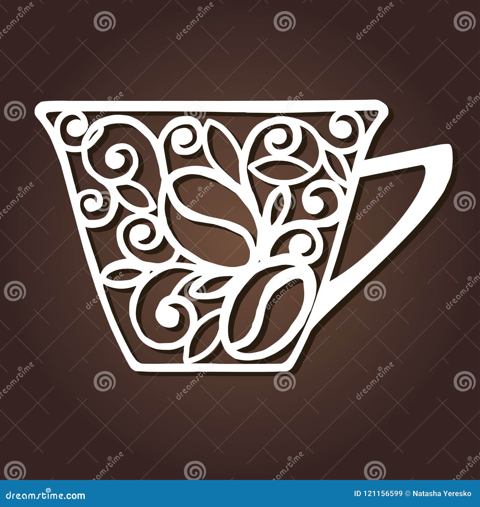 Decorative Coffee Cup. Laser Cutting Vector Cup Stock Vector ...