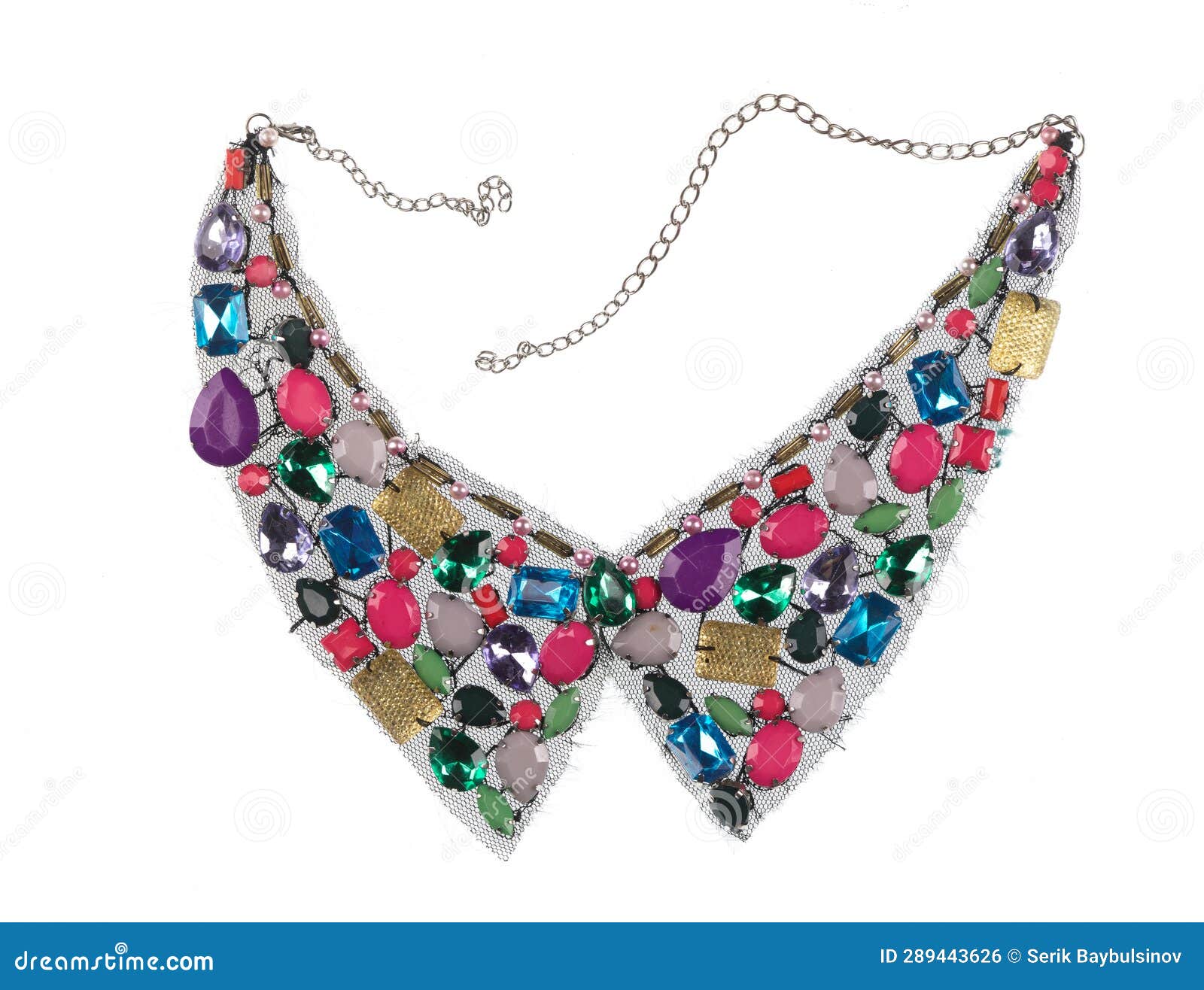 Decorative Collar with Colored Stones Isolated on White Stock Photo ...