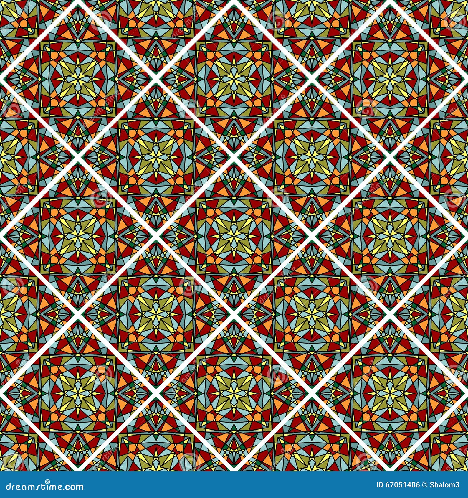 Decorative Colorful Mosaic Tile. Seamless Vector Rhomboid Patterns ...