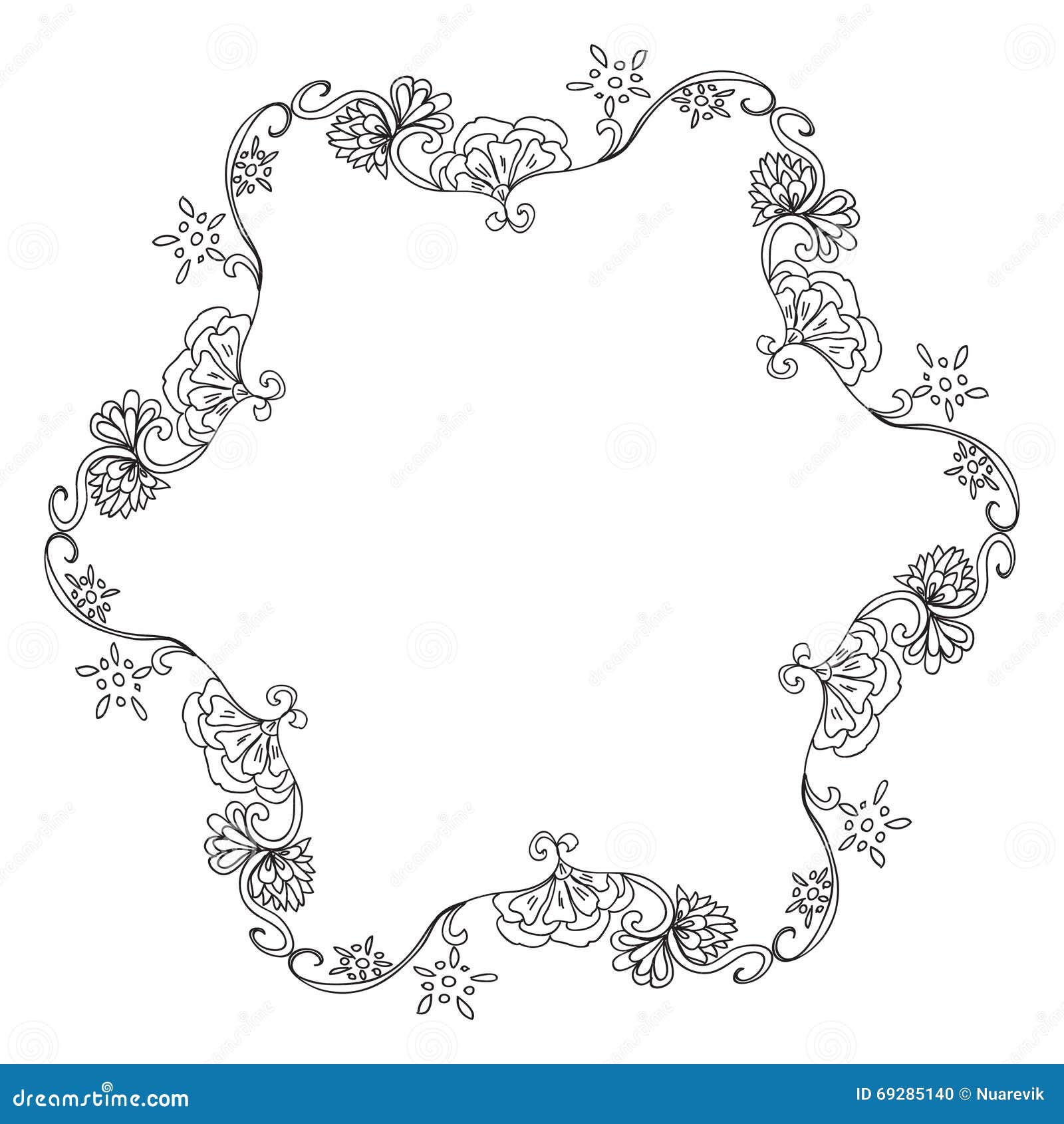 Decorative Coloring Floral Frame Stock Illustration - Illustration of ...