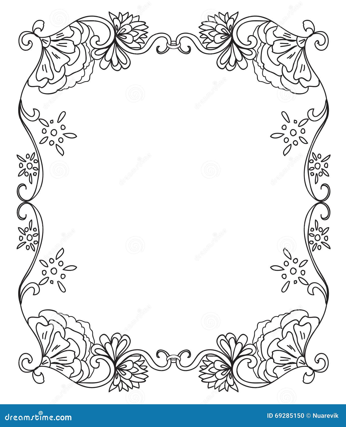 Decorative Coloring Floral Frame Stock Illustration - Illustration of ...