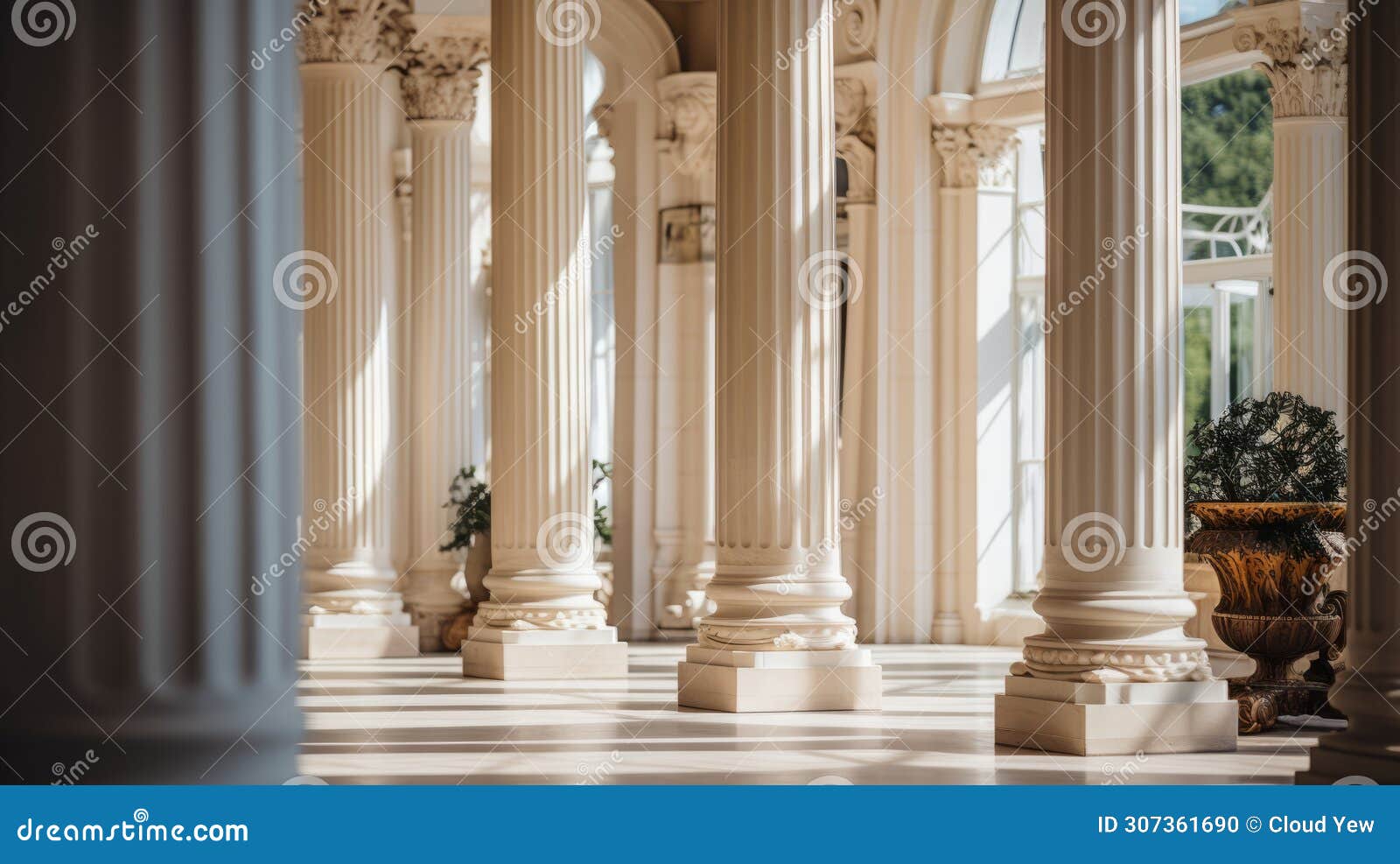 Decorative Columns in an Elegant Mansion Stock Illustration ...