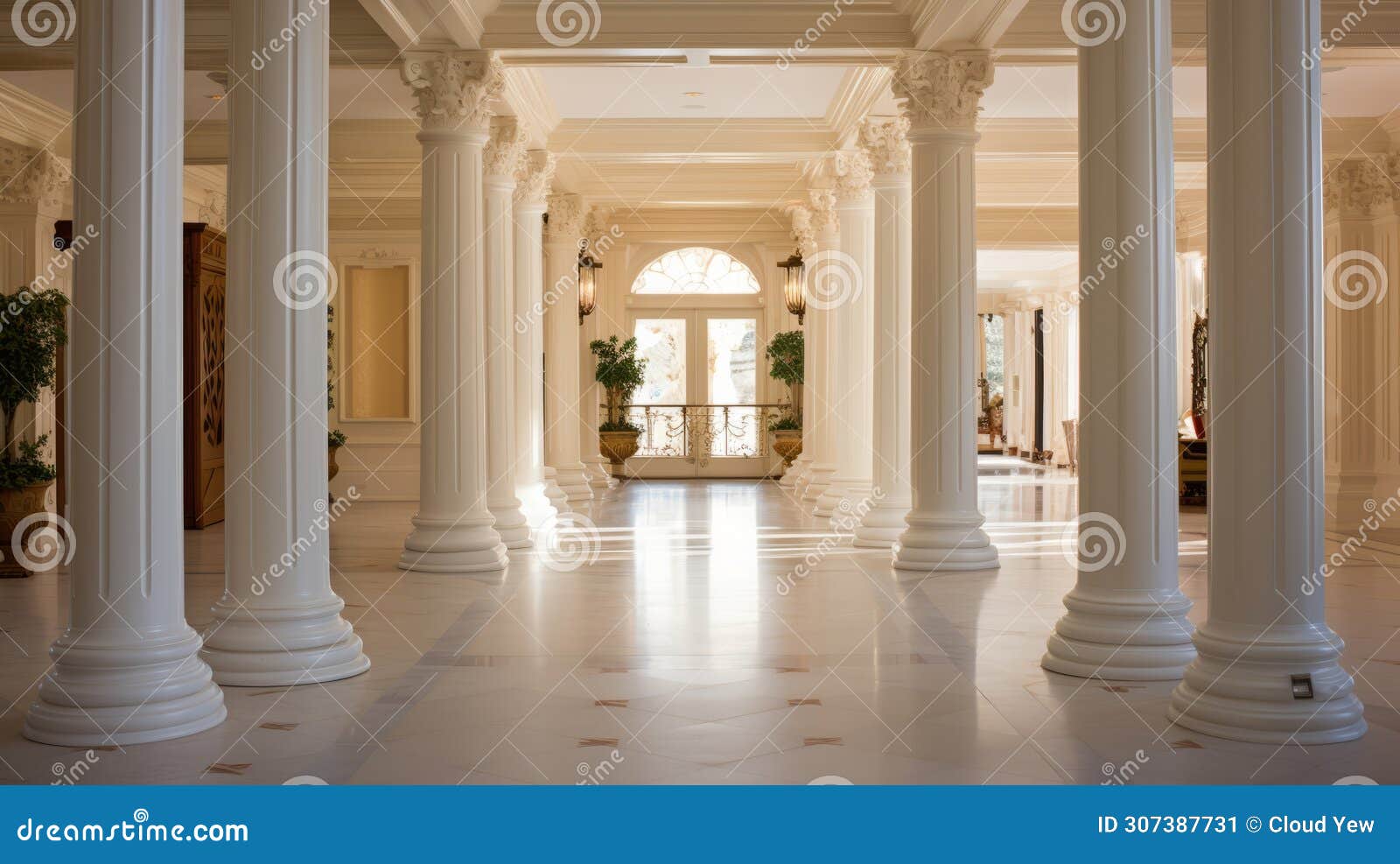 Decorative Columns in an Elegant Mansion Stock Illustration ...