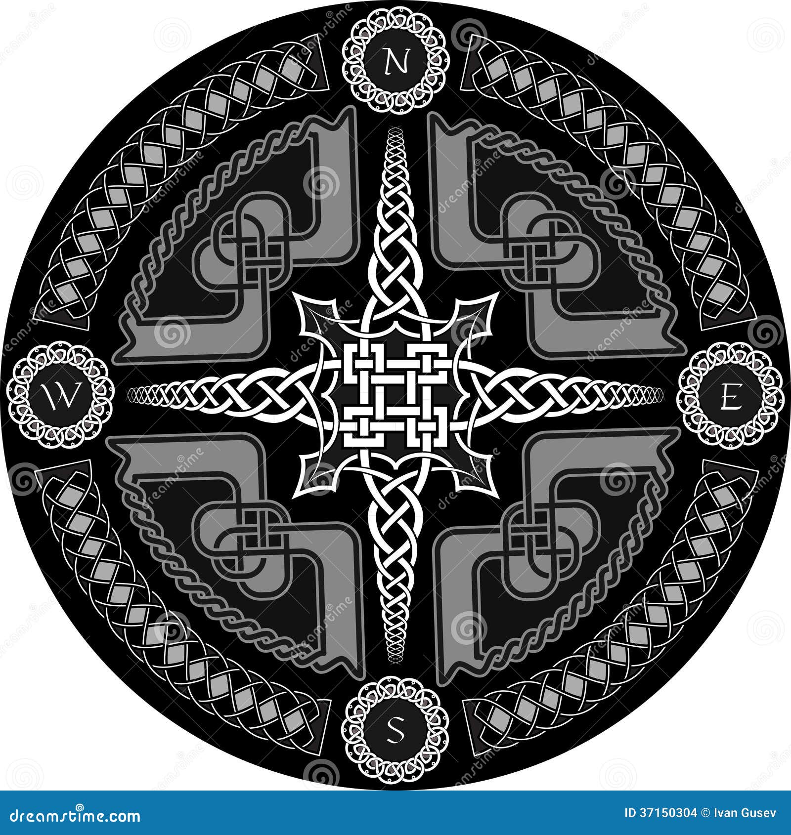Decorative Compass in Celtic Style Stock Vector - Illustration of ...