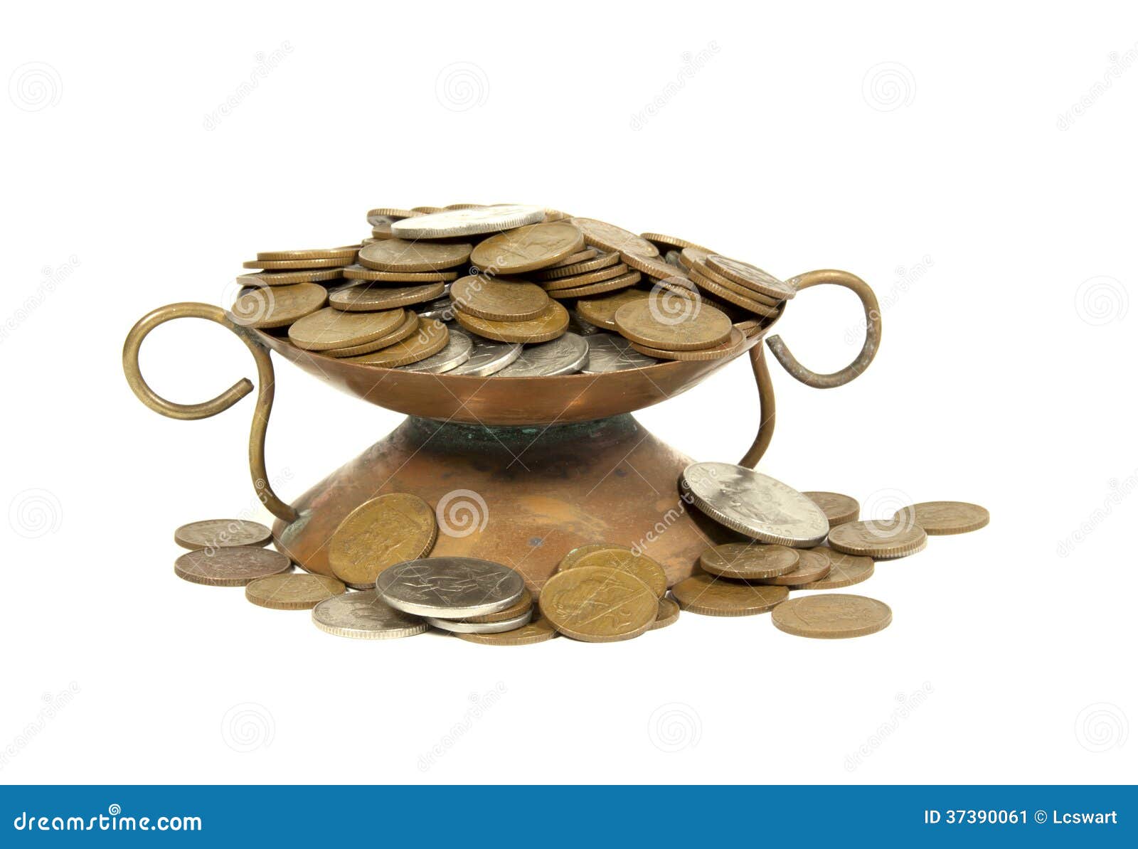 Decorative Copper Bowl with South African Coins Stock Image - Image of ...