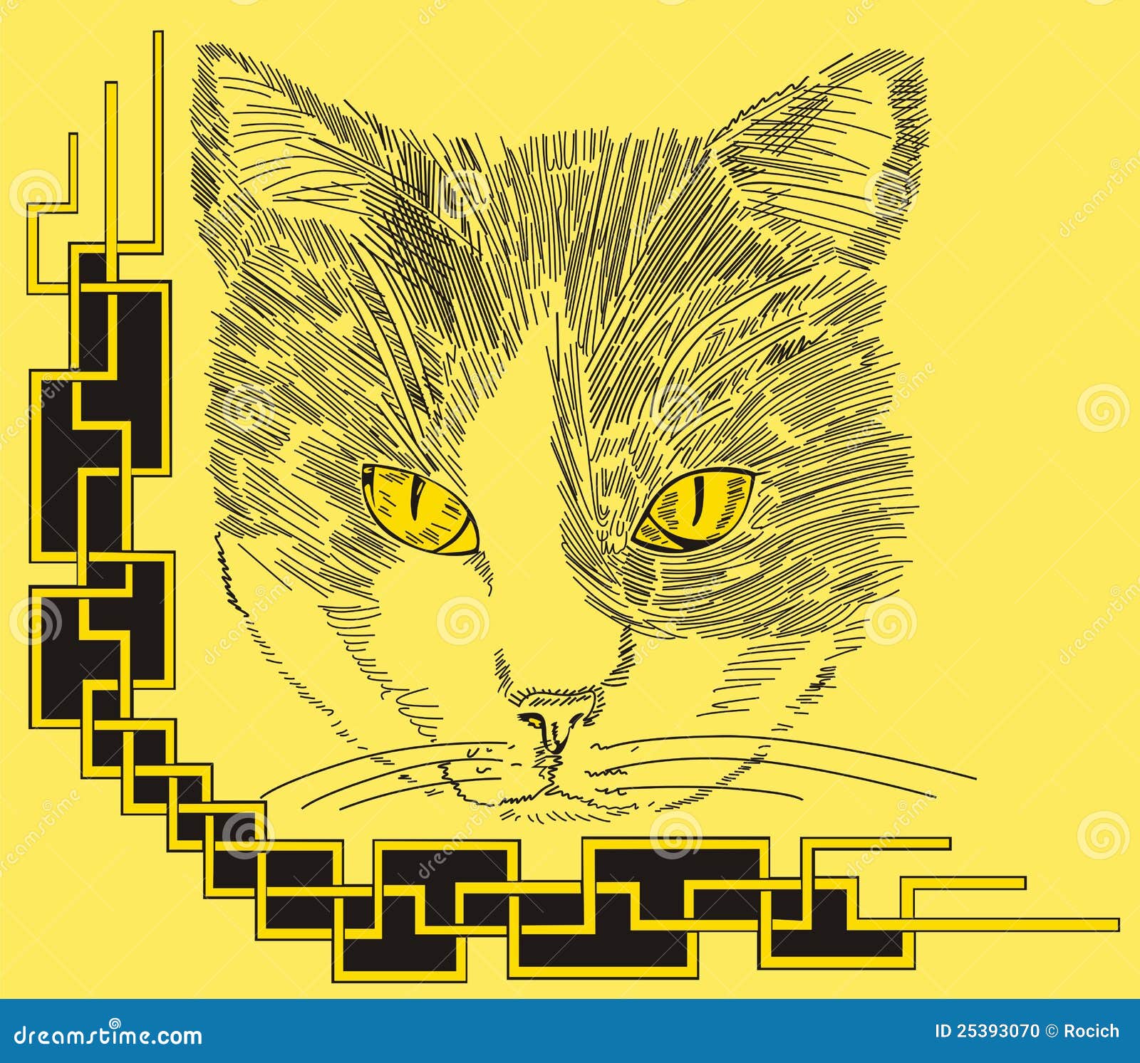 Decorative corner with cat stock vector. Illustration of ornament ...