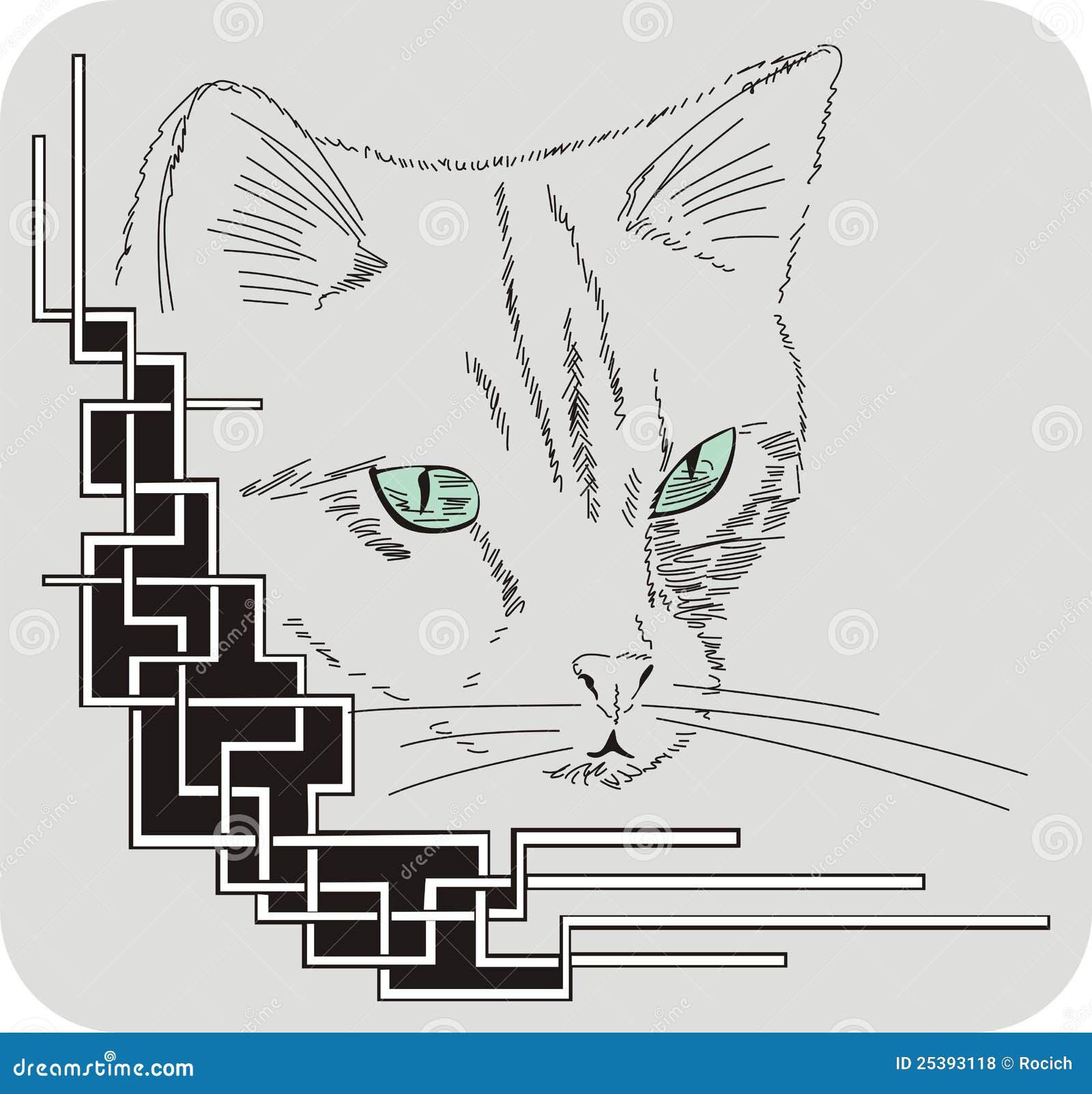 Decorative corner with cat stock vector. Illustration of animal - 25393118