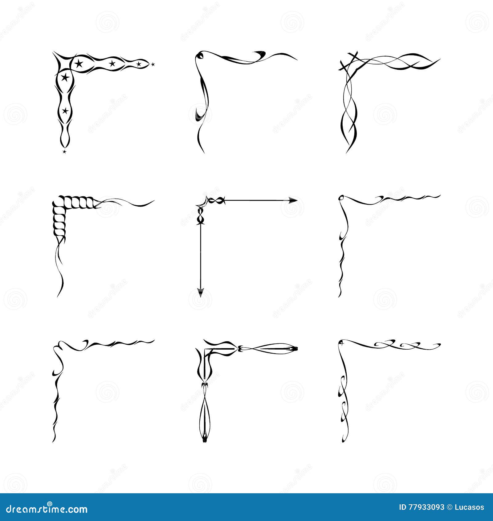 Decorative Corner Frame Set Stock Vector - Illustration of decoration ...